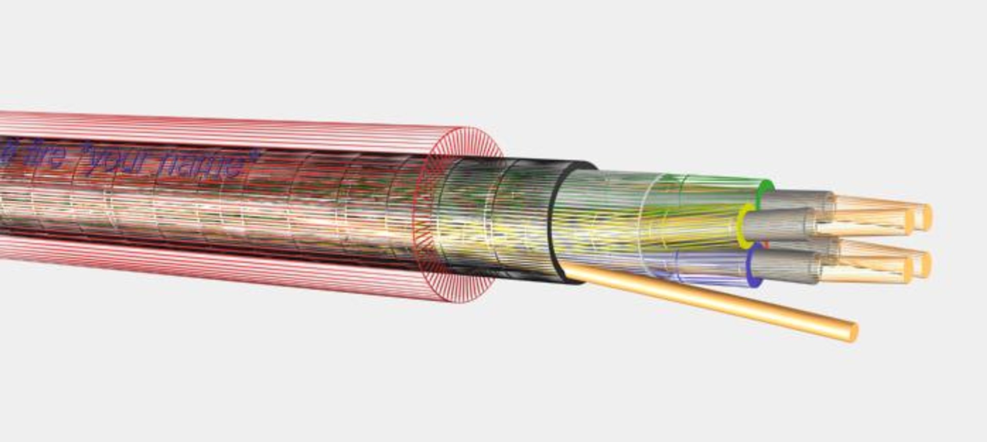 3d Model Resistant Signal Cable 1x4x0