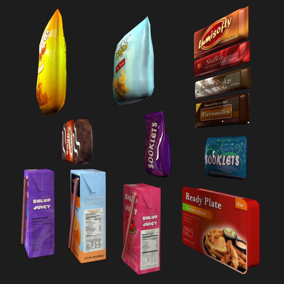 Snacks Chips Chocolate 3d Obj