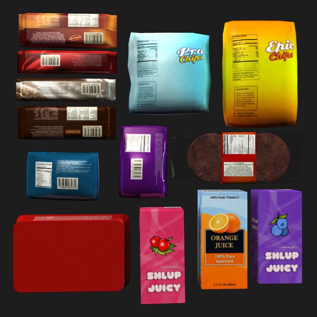 Snacks Chips Chocolate 3d Obj