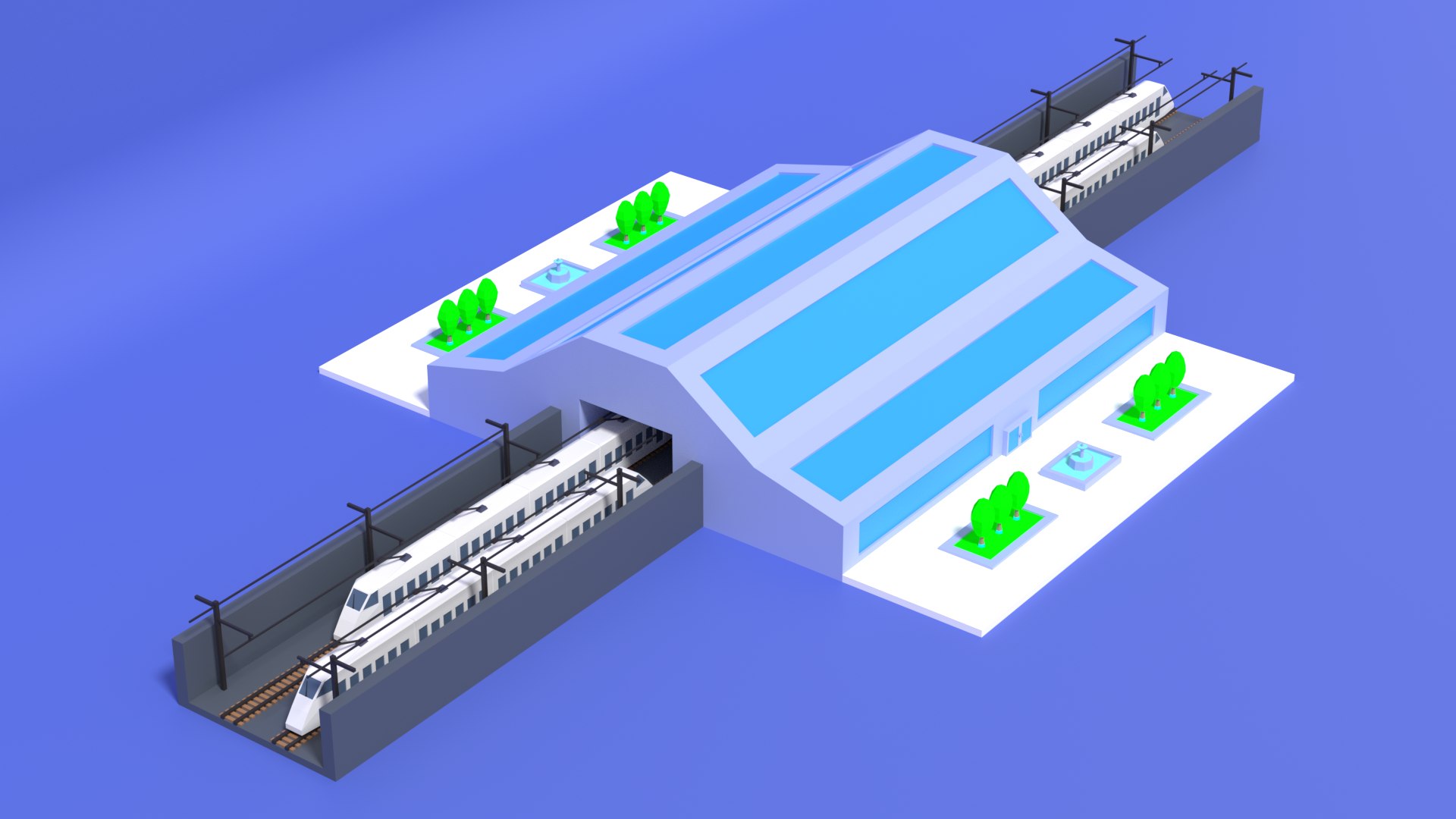 Cartoon High Speed Railway Station 3D Model - TurboSquid 1962131