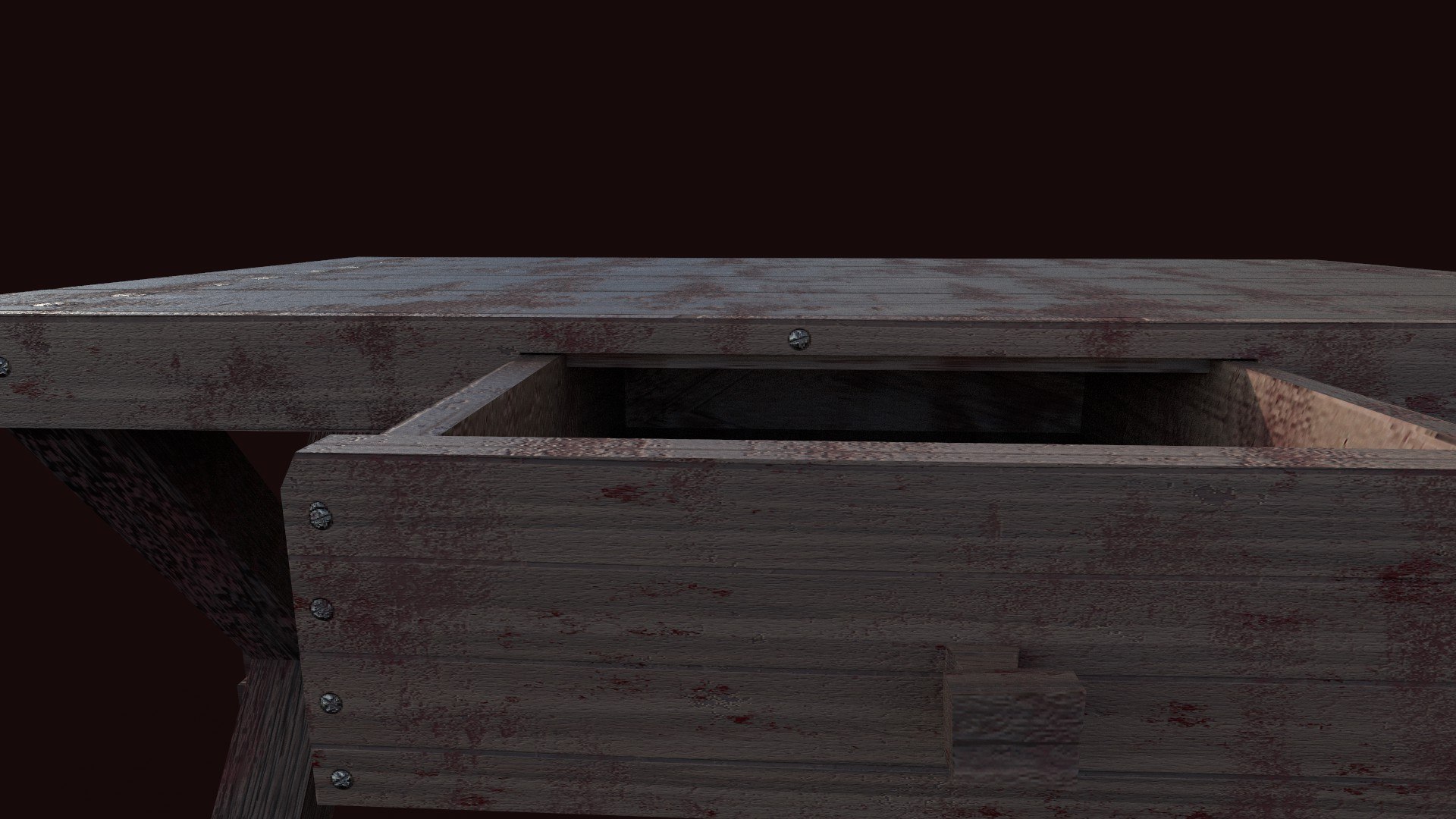 3D Butchers Dark Legacy Wooden Slaughter Table Stained From Pig And ...
