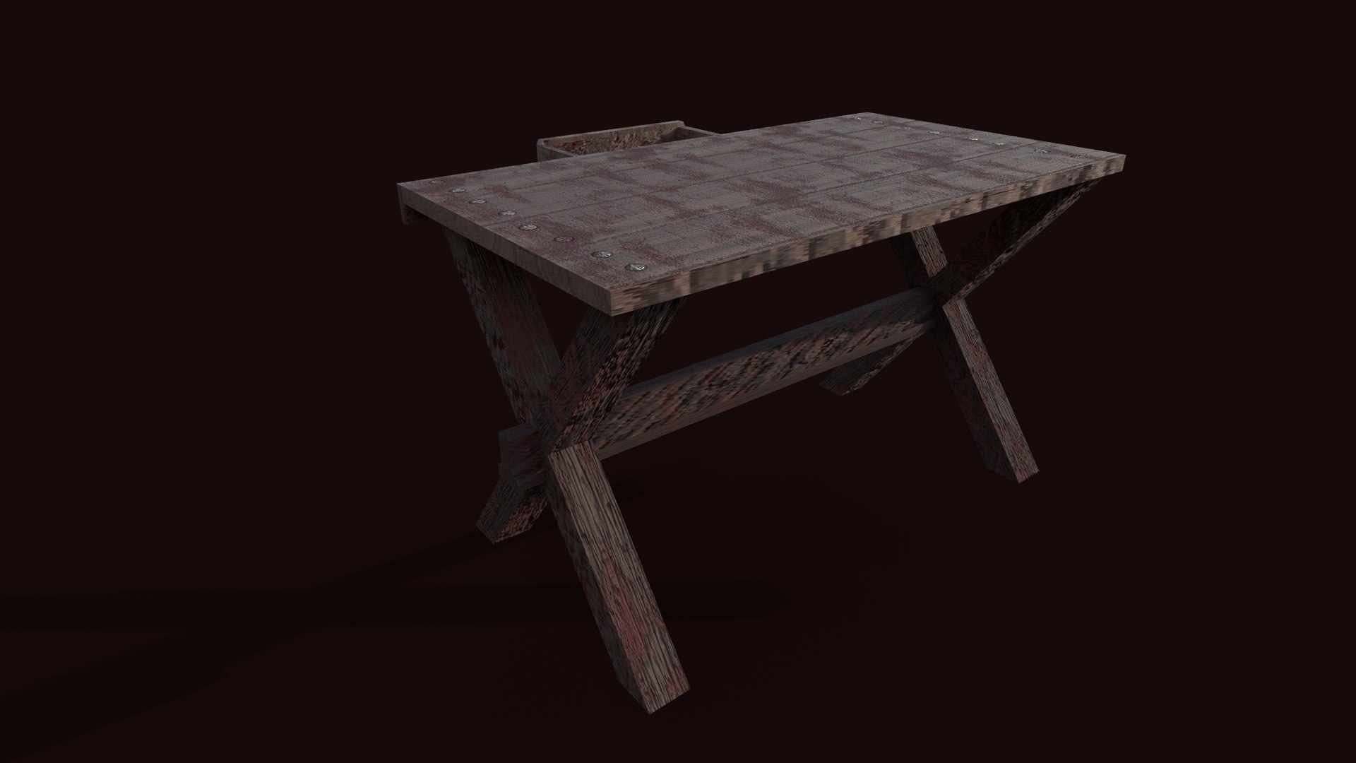 3D Butchers Dark Legacy 3D Model Wooden Slaughter Table Stained from ...