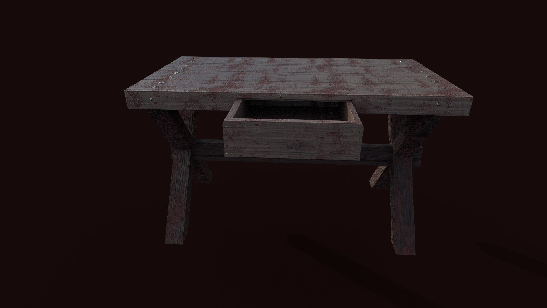 3D Butchers Dark Legacy Wooden Slaughter Table Stained From Pig And ...