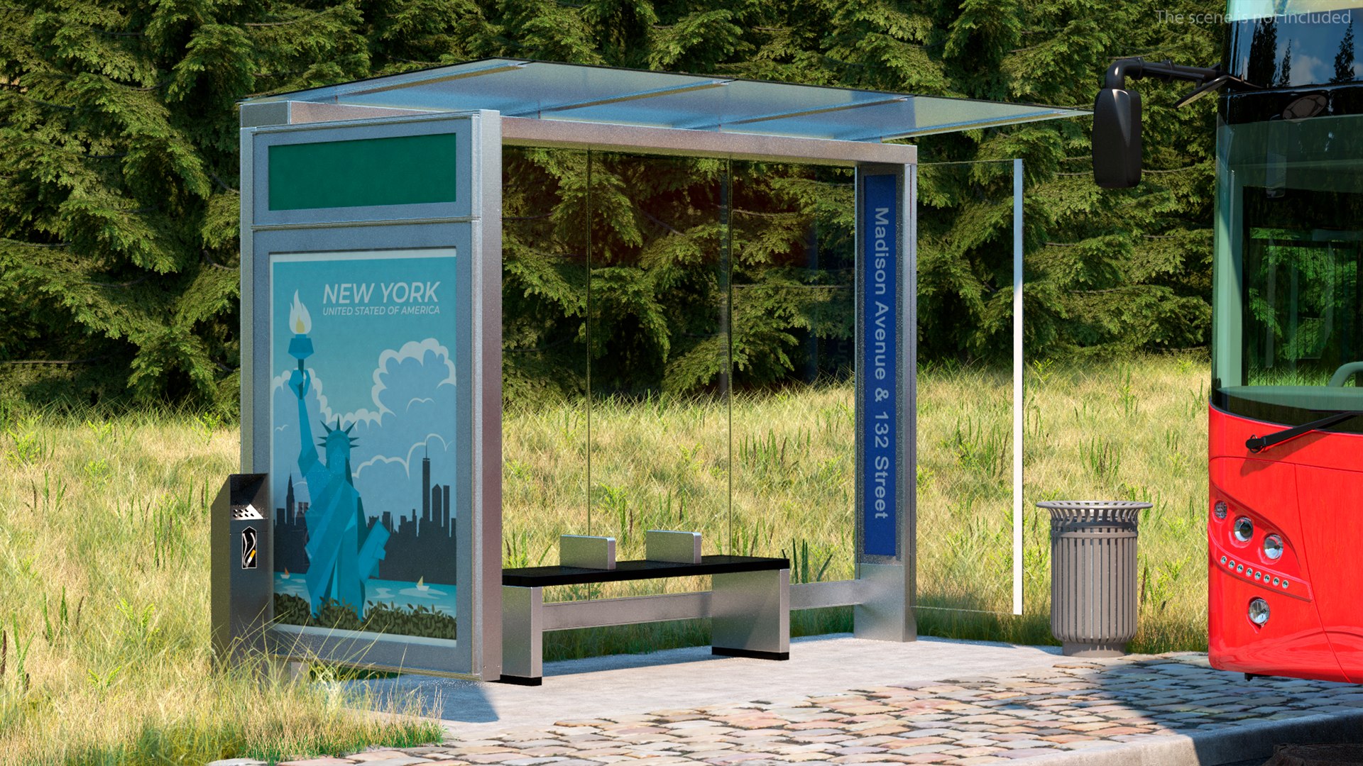 3D Modern Bus Stop Shelter With Advertisement Panel Model - TurboSquid ...