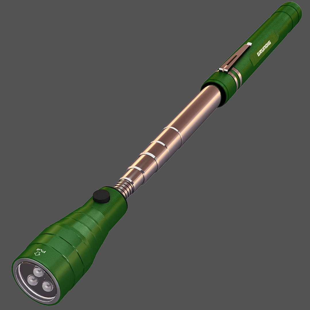 3d extendable flashlight lights model