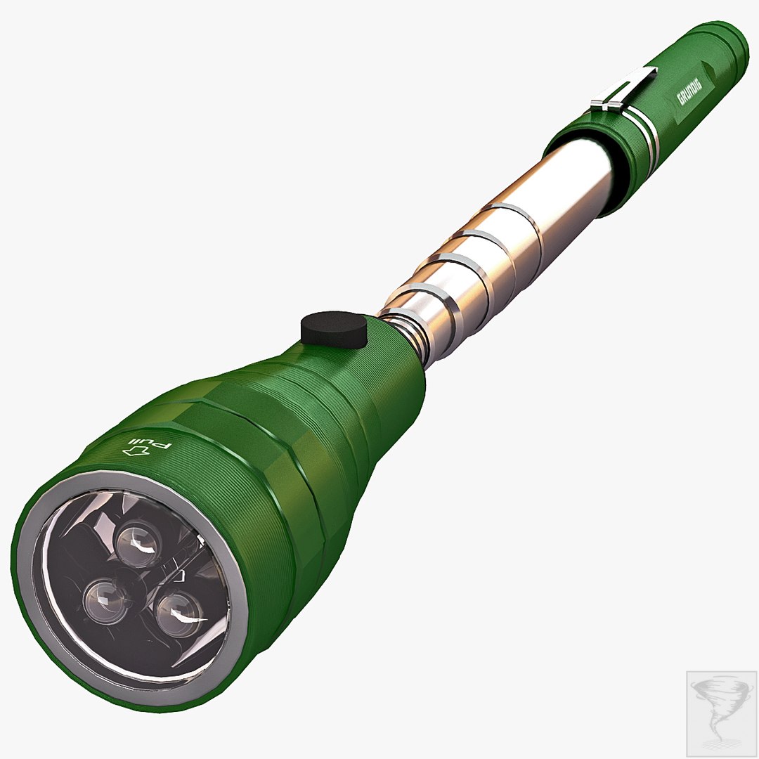 3d extendable flashlight lights model