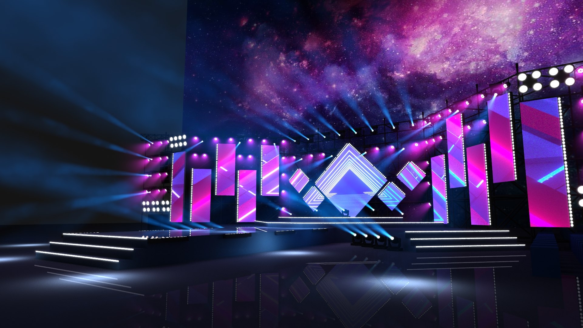 Virtual Stage Stage Truss Meeting Hall Wedding Show Concert v50 3D ...