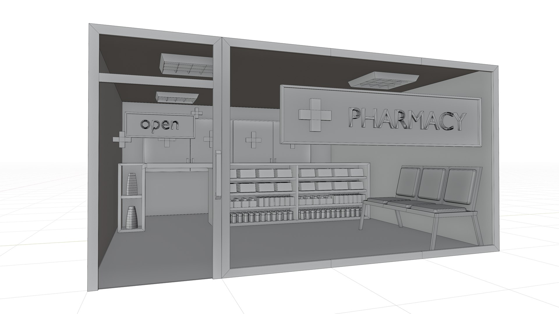 3D Pharmacy - Low Poly - TurboSquid 1921984