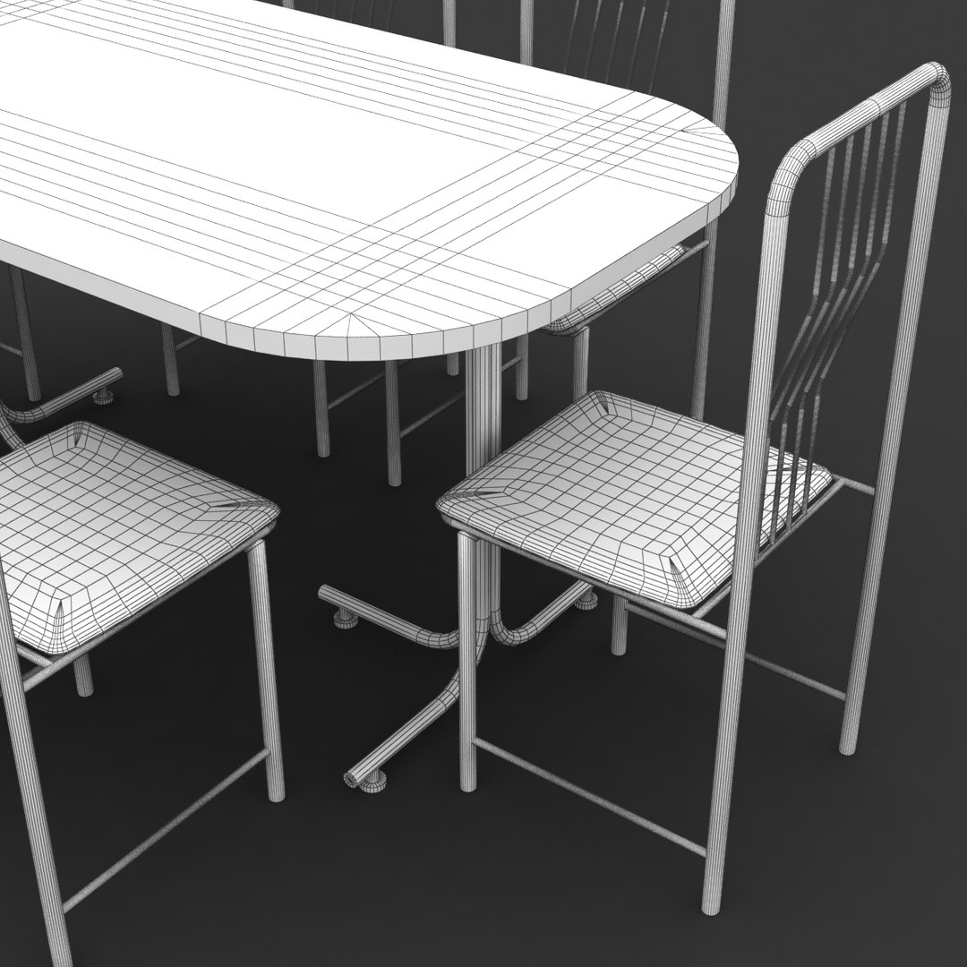 Chair Table Set 3d Model