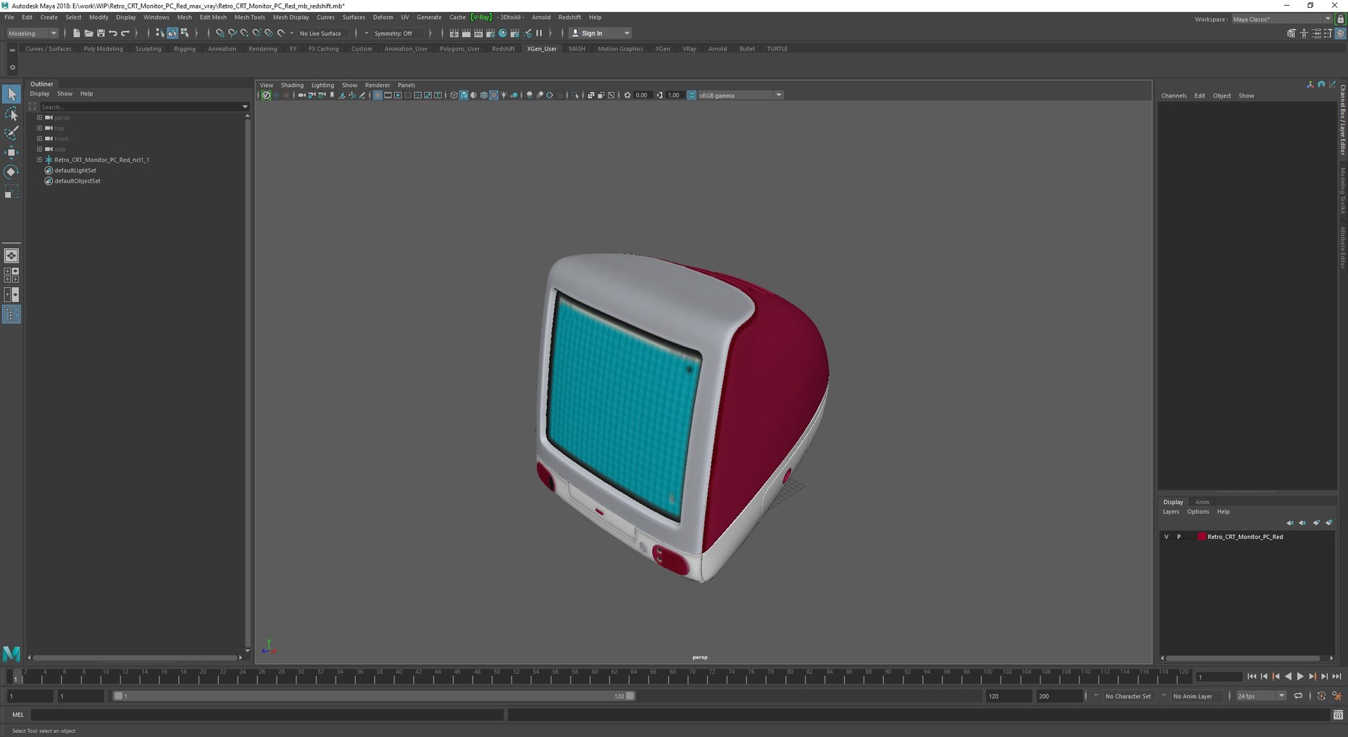 3D Retro CRT Monitor PC Red Model - TurboSquid 2383207