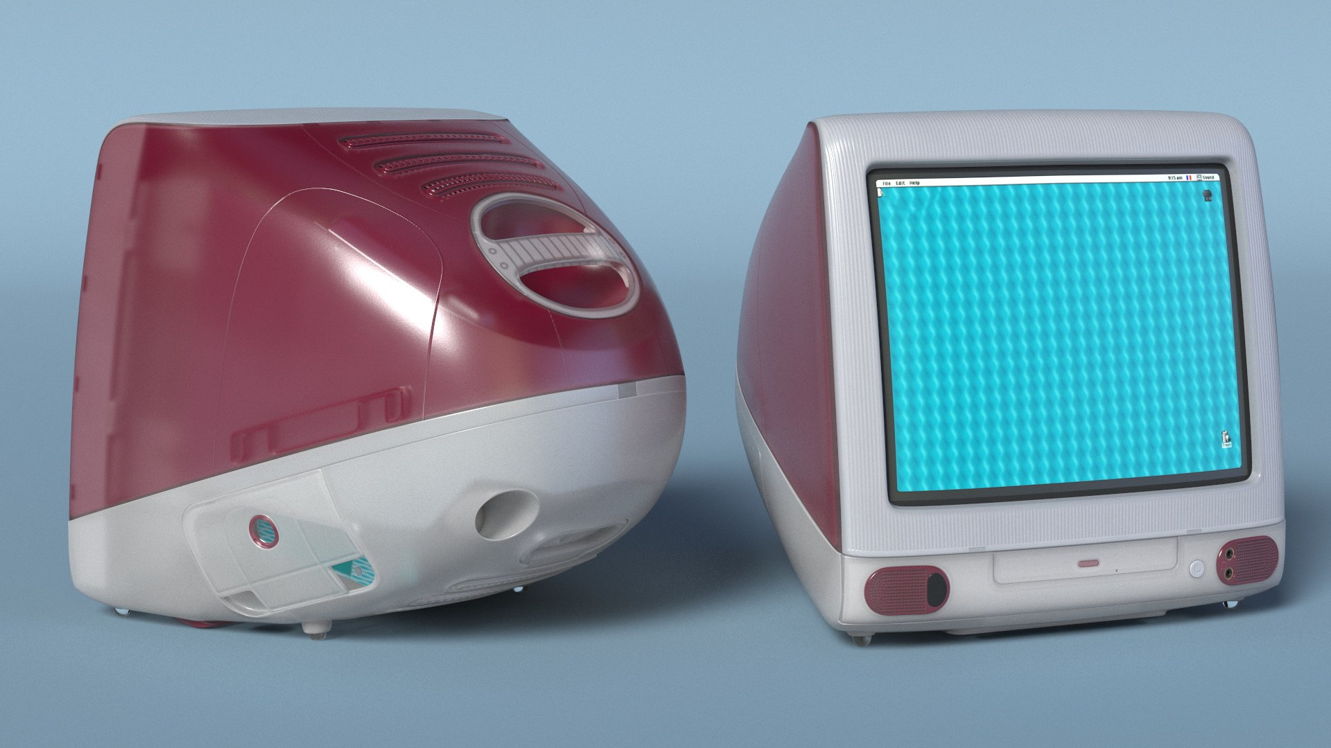 3D Retro CRT Monitor PC Red Model - TurboSquid 2383207