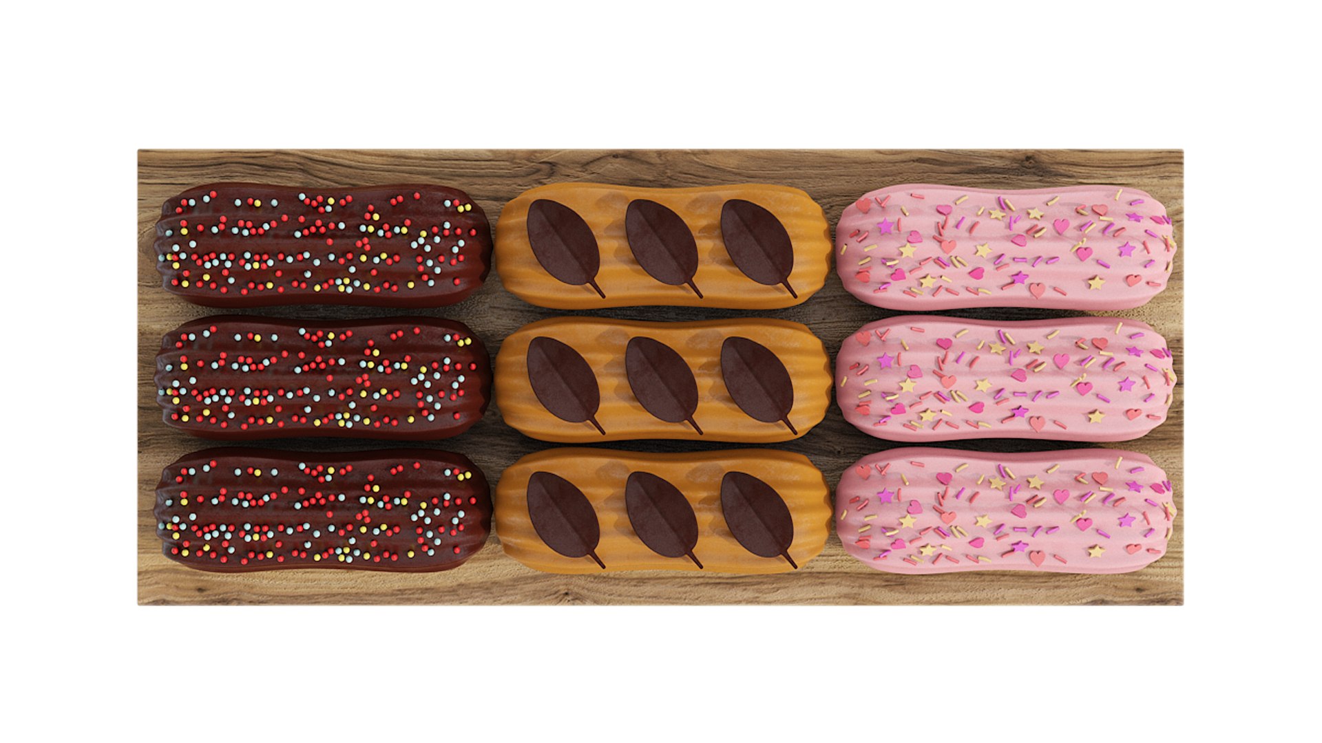 3D Donuts And Eclairs - TurboSquid 2380791
