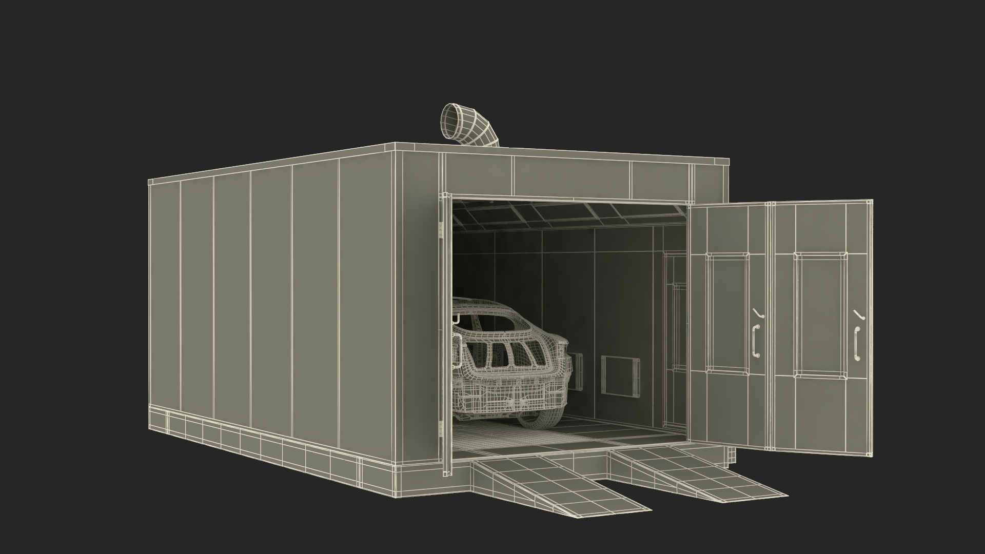 Automotive Paint Booth With Vehicle 3D Model - TurboSquid 2201930