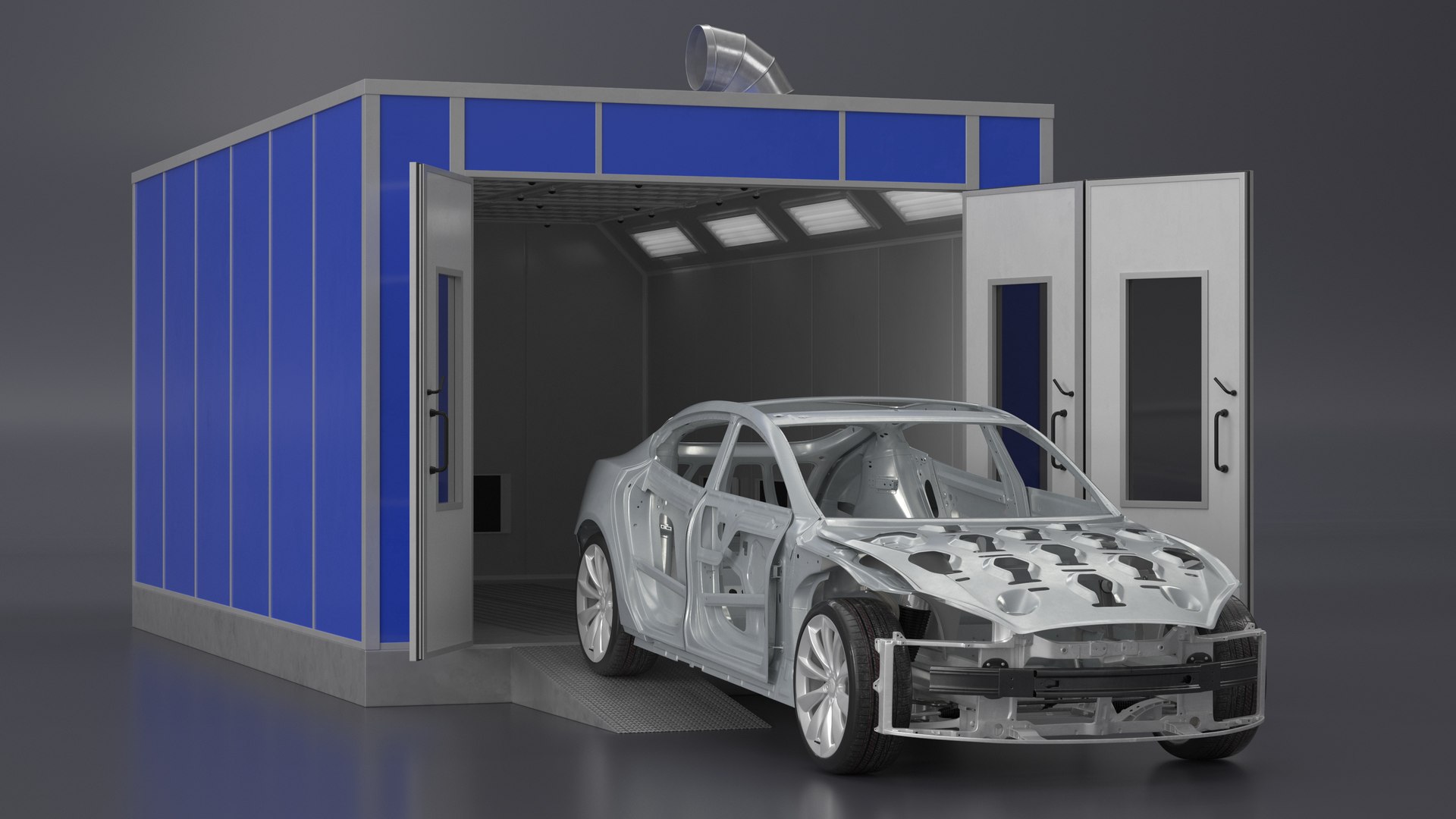 Automotive Paint Booth With Vehicle 3D Model - TurboSquid 2201930