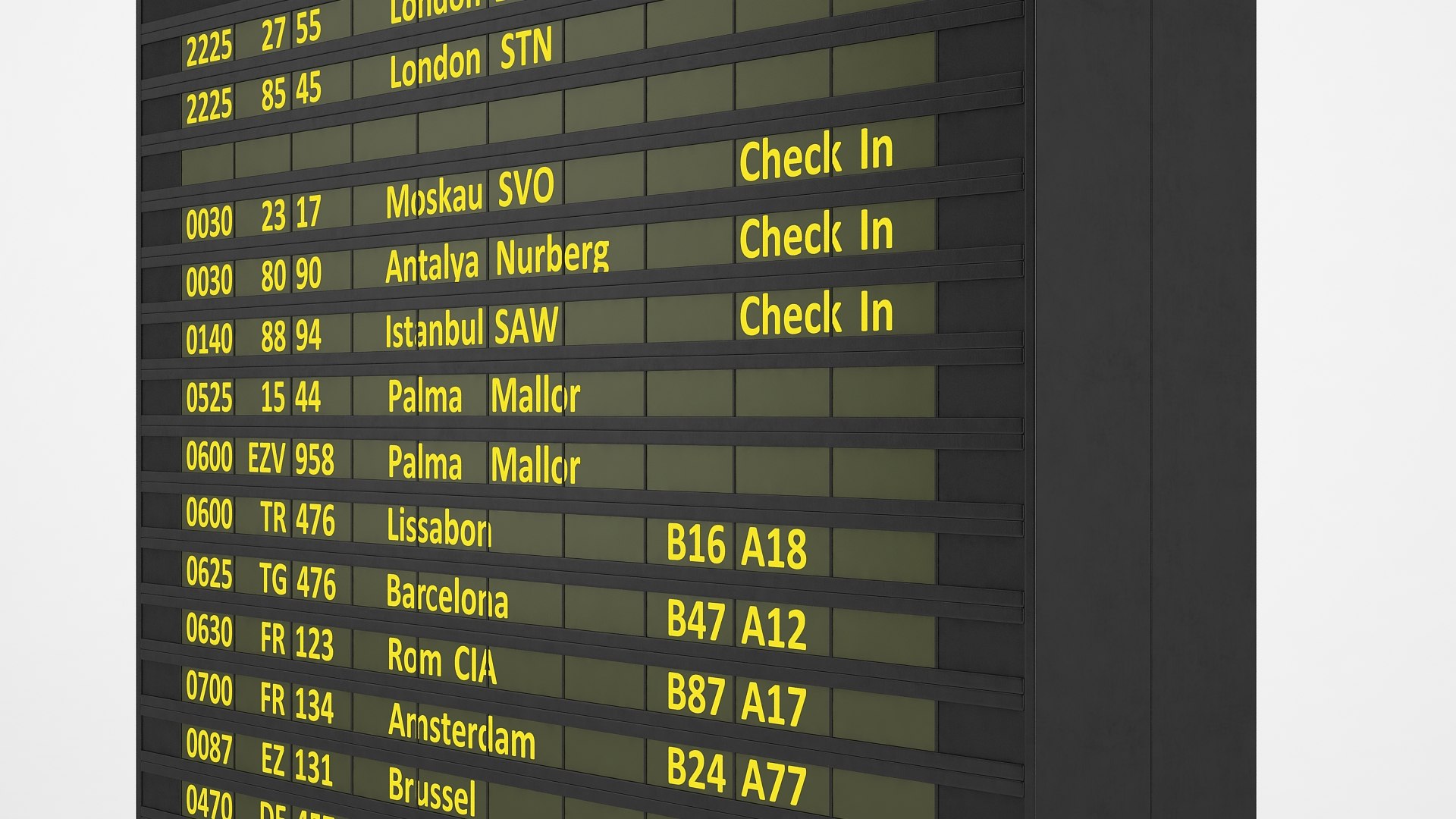 Airport Information Board 3D Model - TurboSquid 1448091