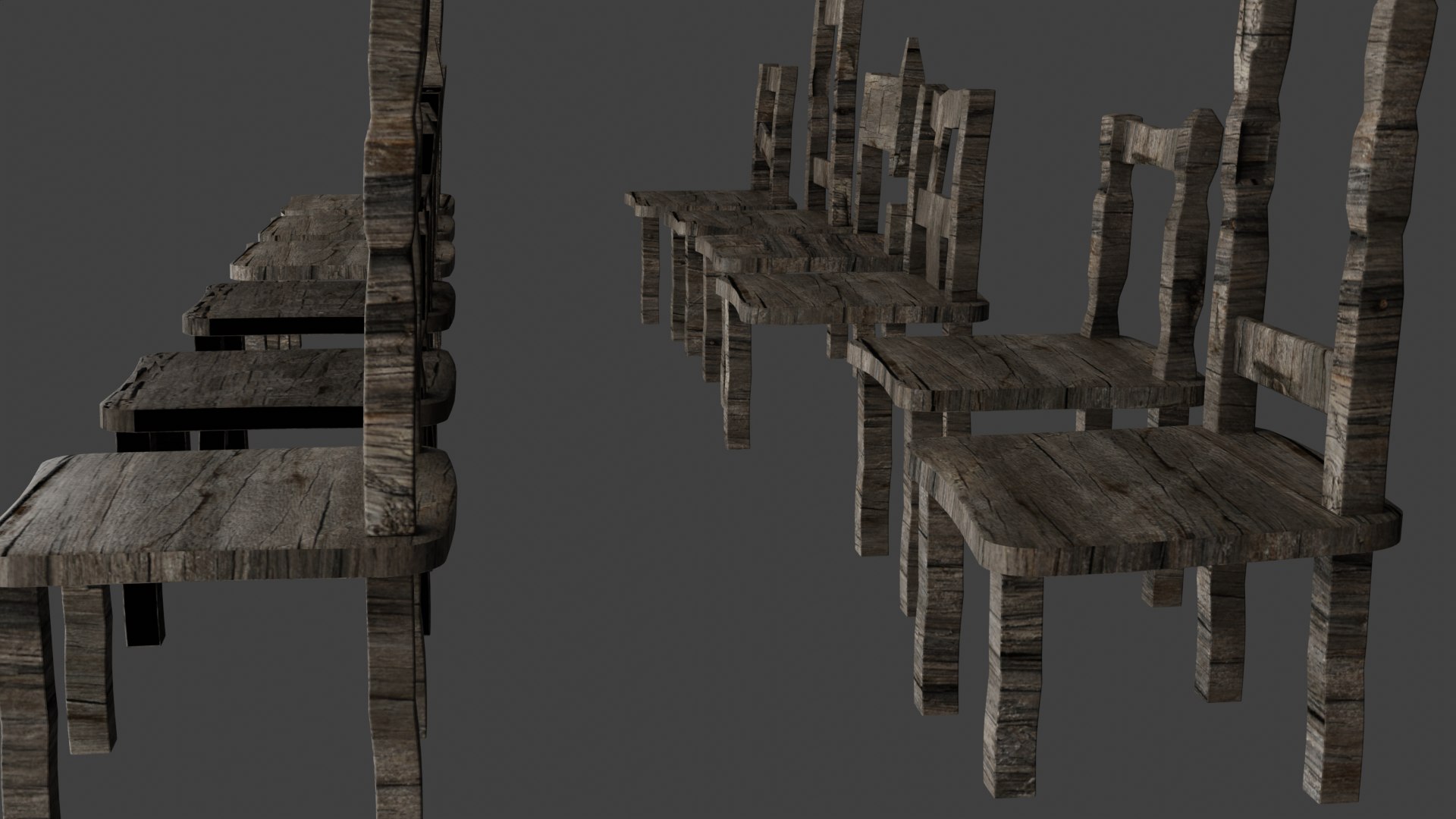 3D Wooden Chairs With Broken Variants - TurboSquid 2033125