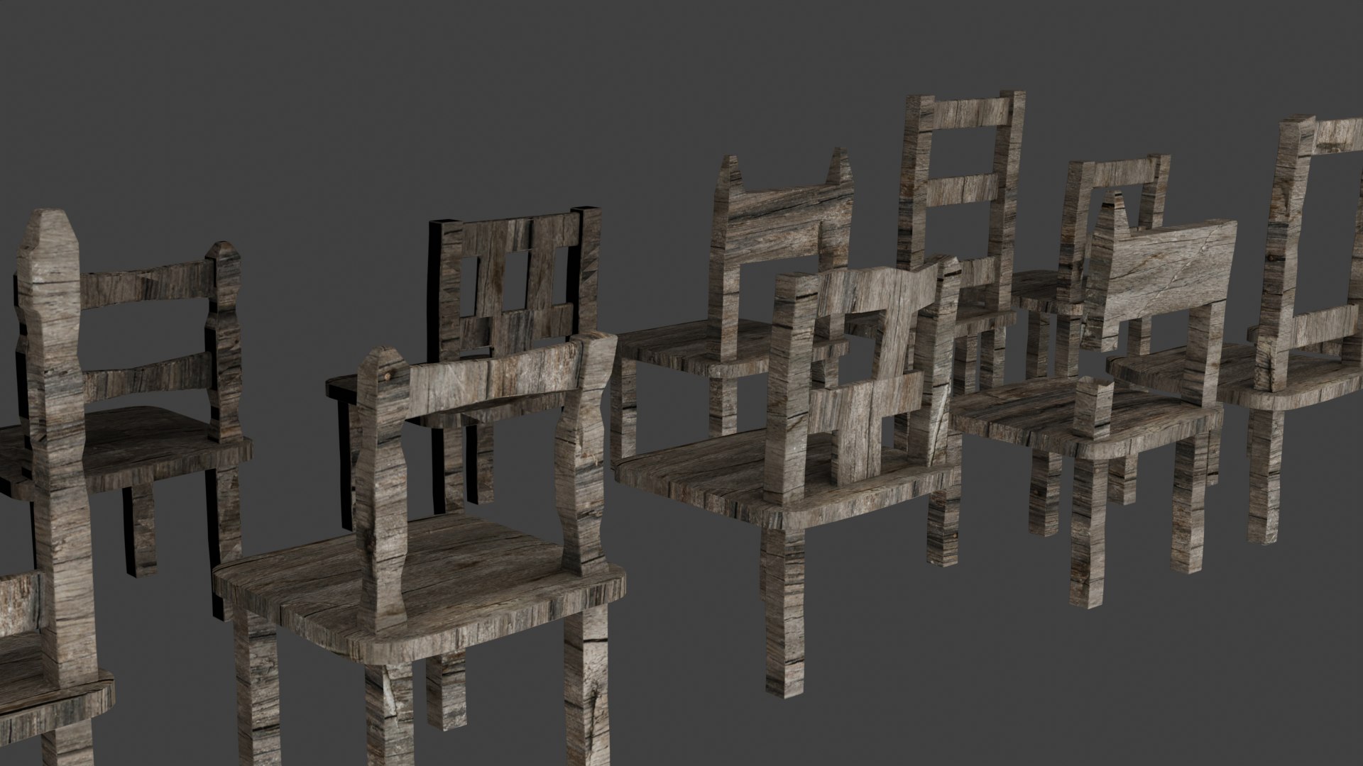 3D Wooden Chairs With Broken Variants - TurboSquid 2033125