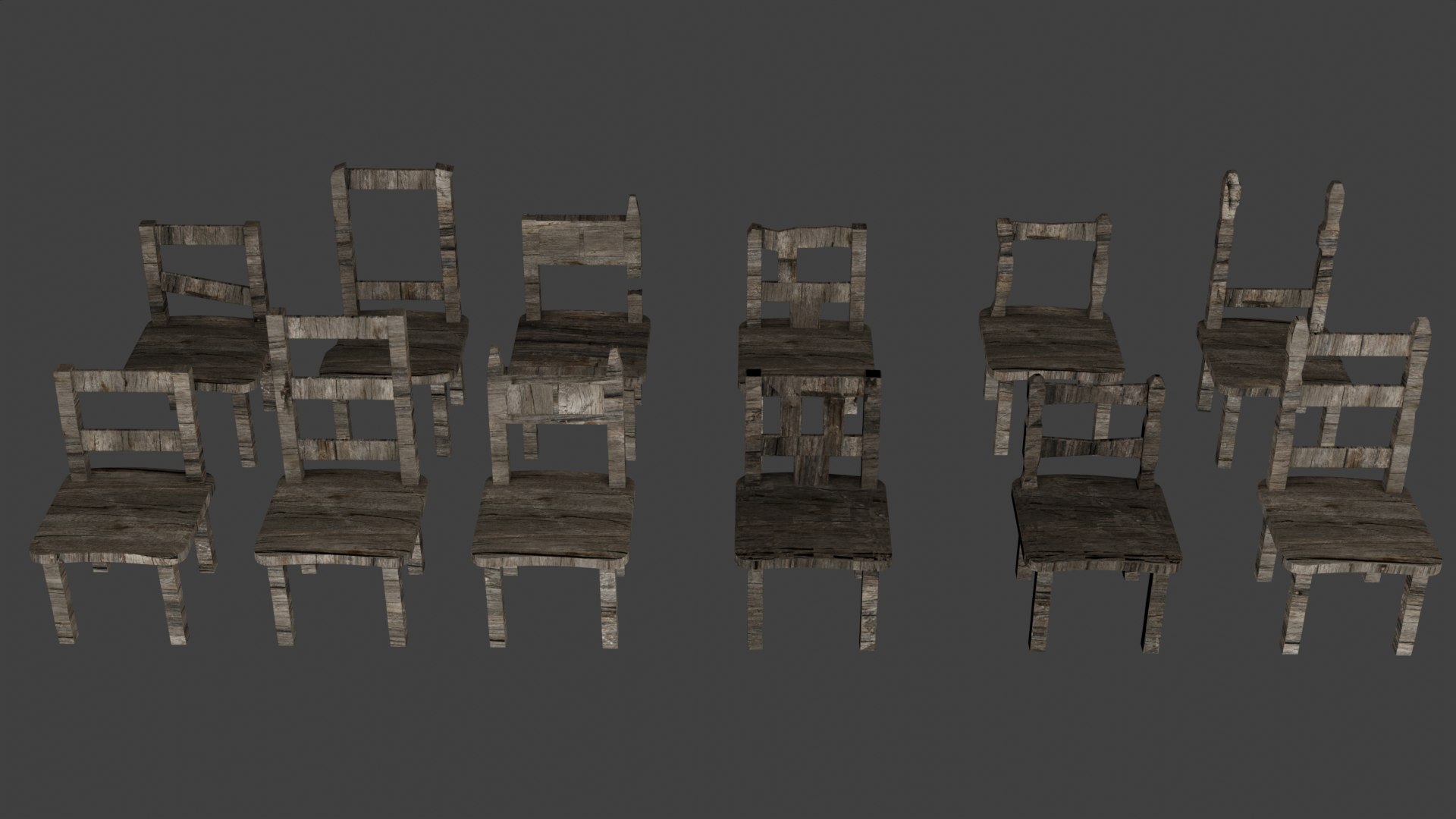 3D Wooden Chairs With Broken Variants - TurboSquid 2033125