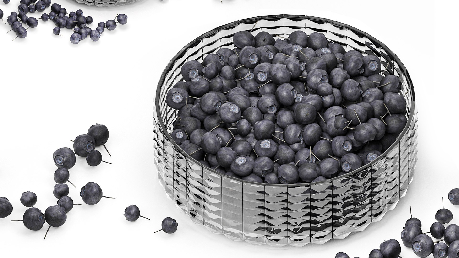 Table Setting With Bouquet And Blueberries 3D model - TurboSquid 1906807