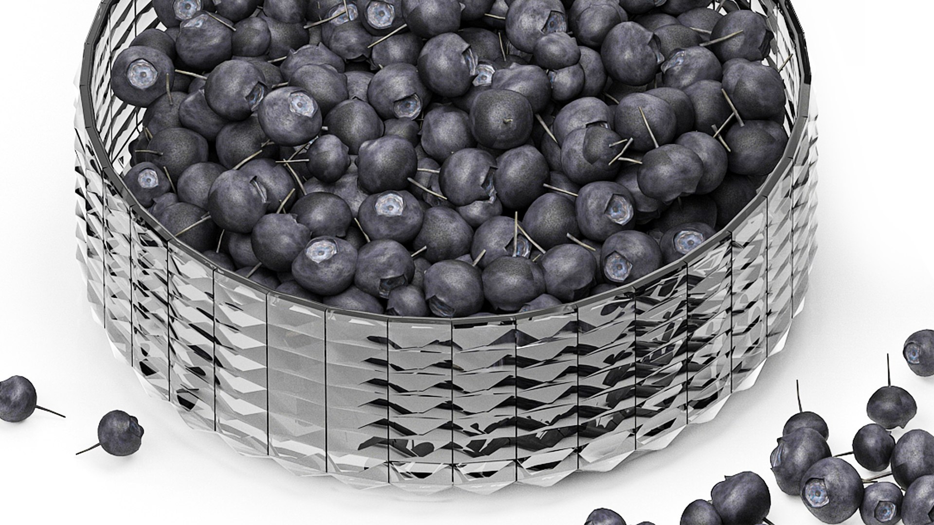 Table Setting With Bouquet And Blueberries 3D model - TurboSquid 1906807