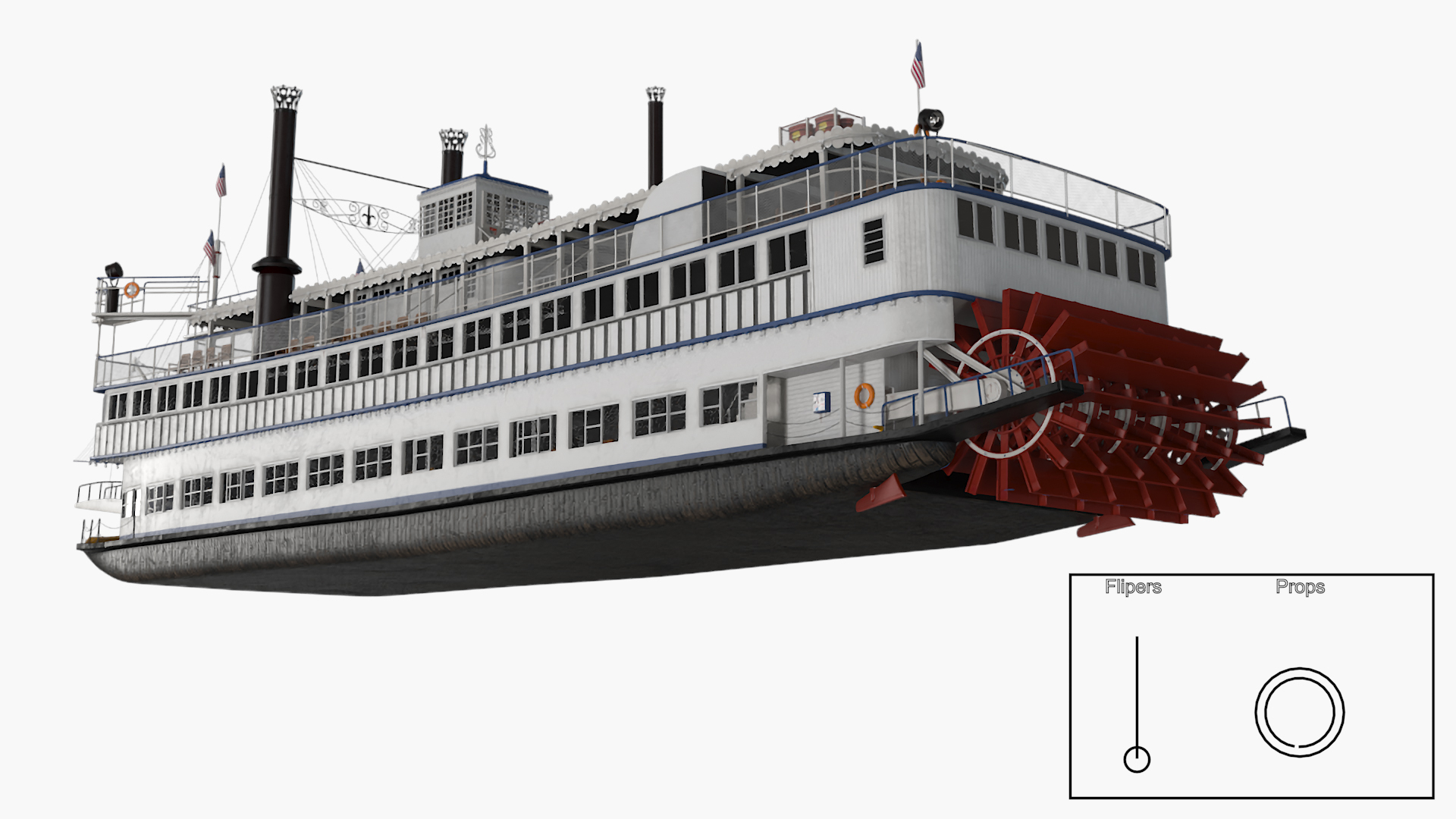 3D Model Paddle Wheeled Steamboat Rigged - TurboSquid 2325576