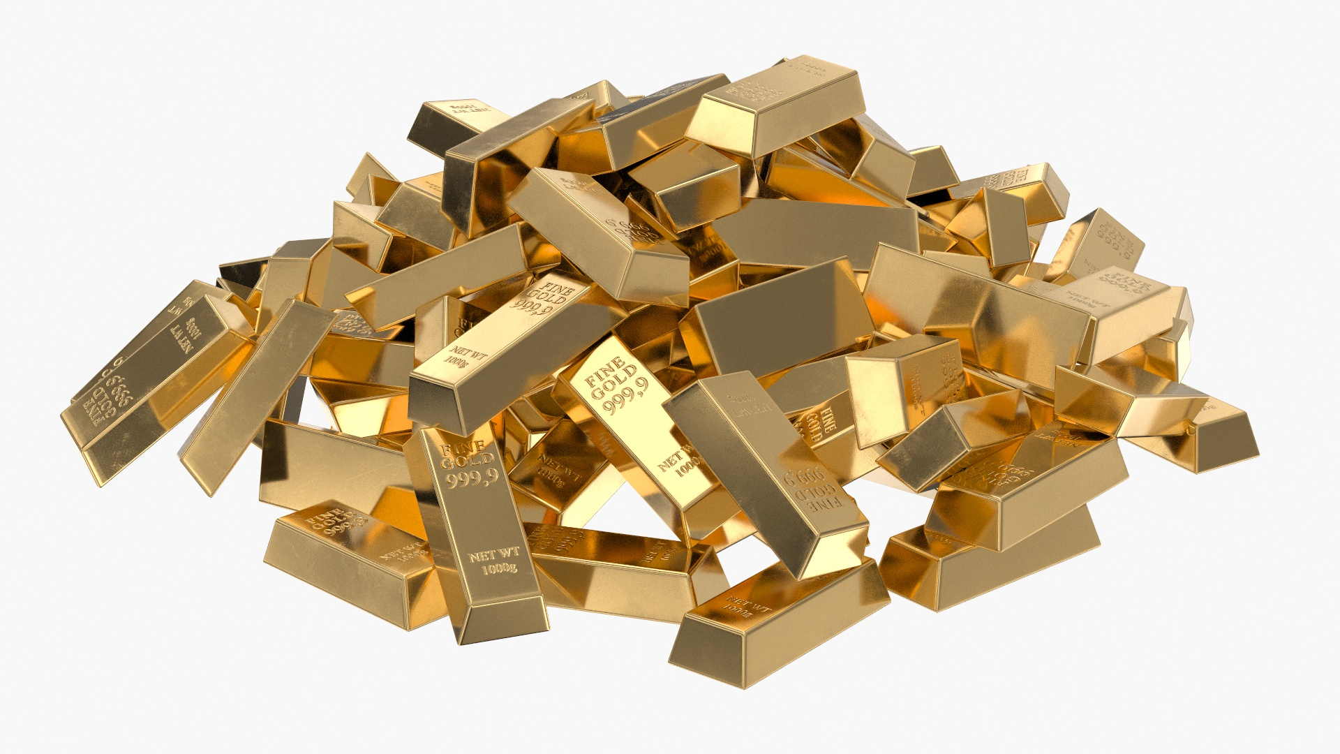 3D Gold Bar Pile Model - TurboSquid 2267990