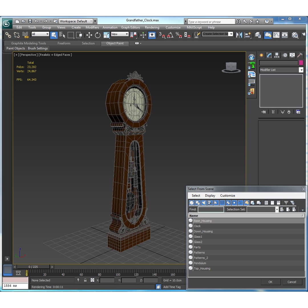 3ds grandfather clock