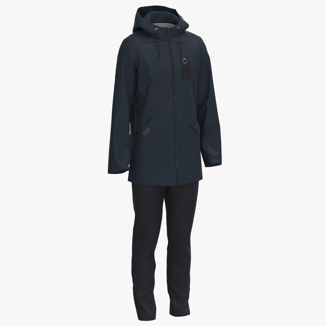 3D Model Hooded Zip-up Jacket Outfit - TurboSquid 1939176
