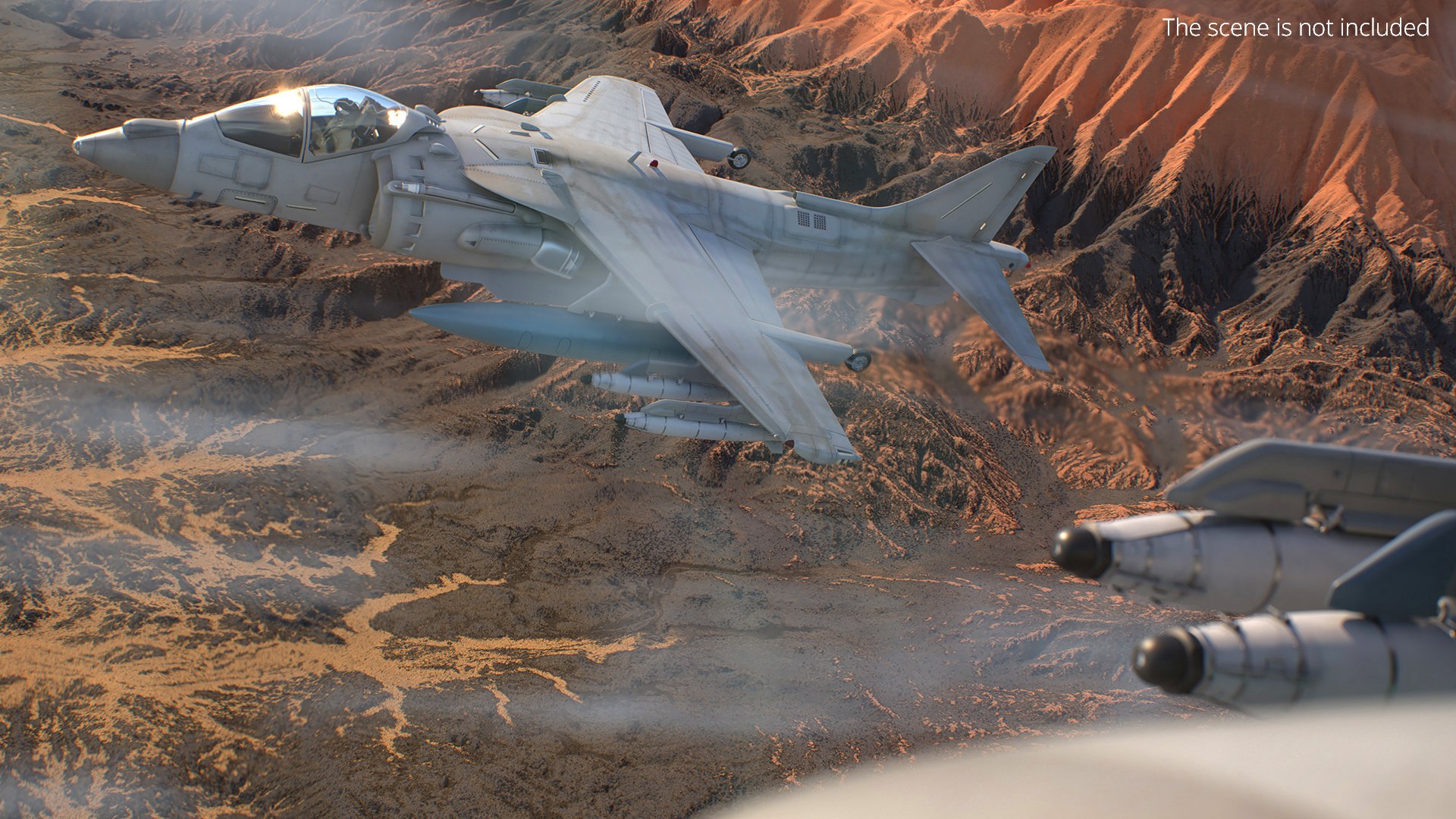 Combat Aircraft In Flight With Dual Smart Bomb Loadout Gray 3D Model ...