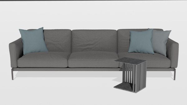 3D Gray Couch with coffee table model - TurboSquid 1811328