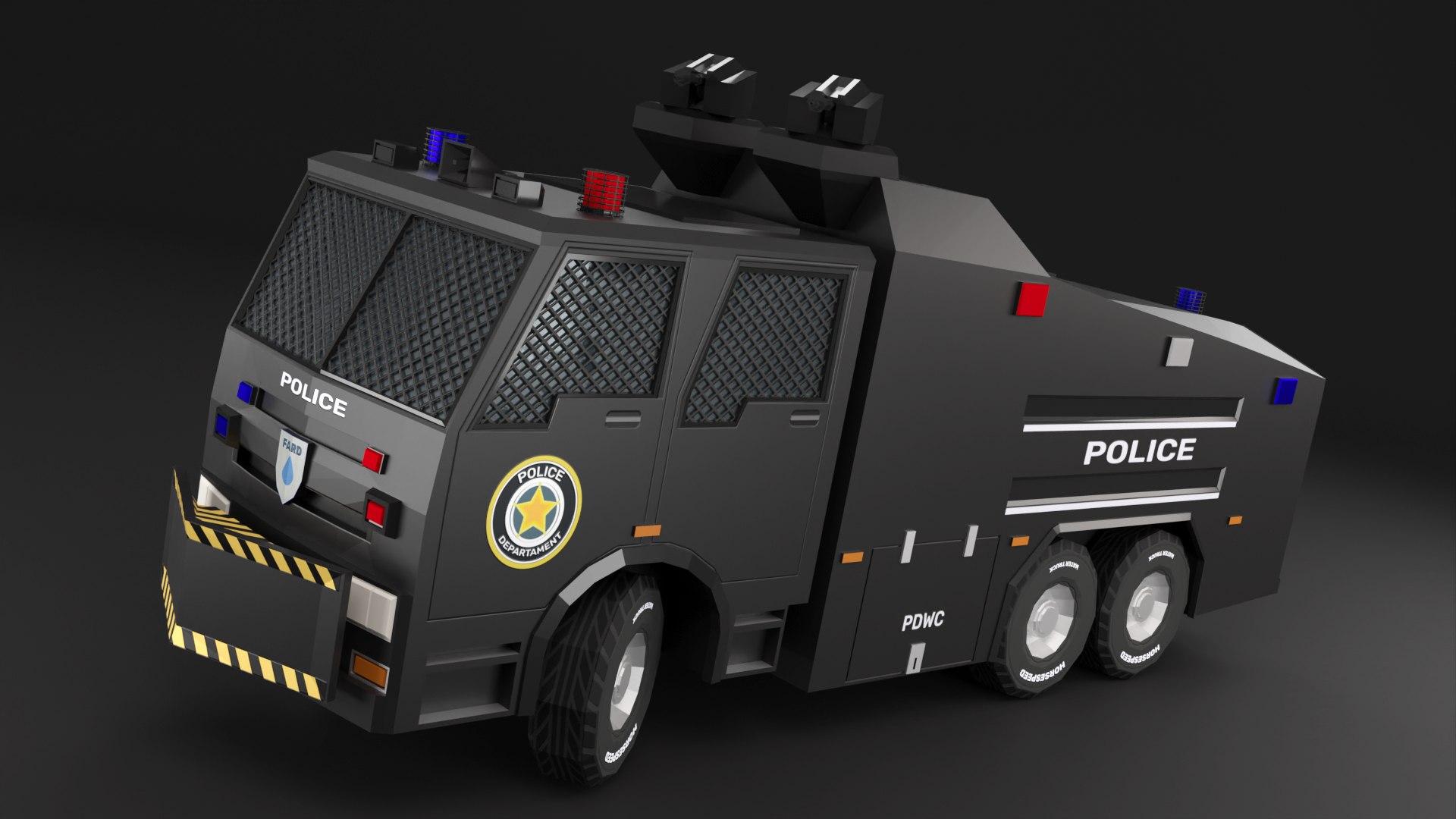 3D Police Water Cannon Truck Lowpoly 3D Model - TurboSquid 2083395