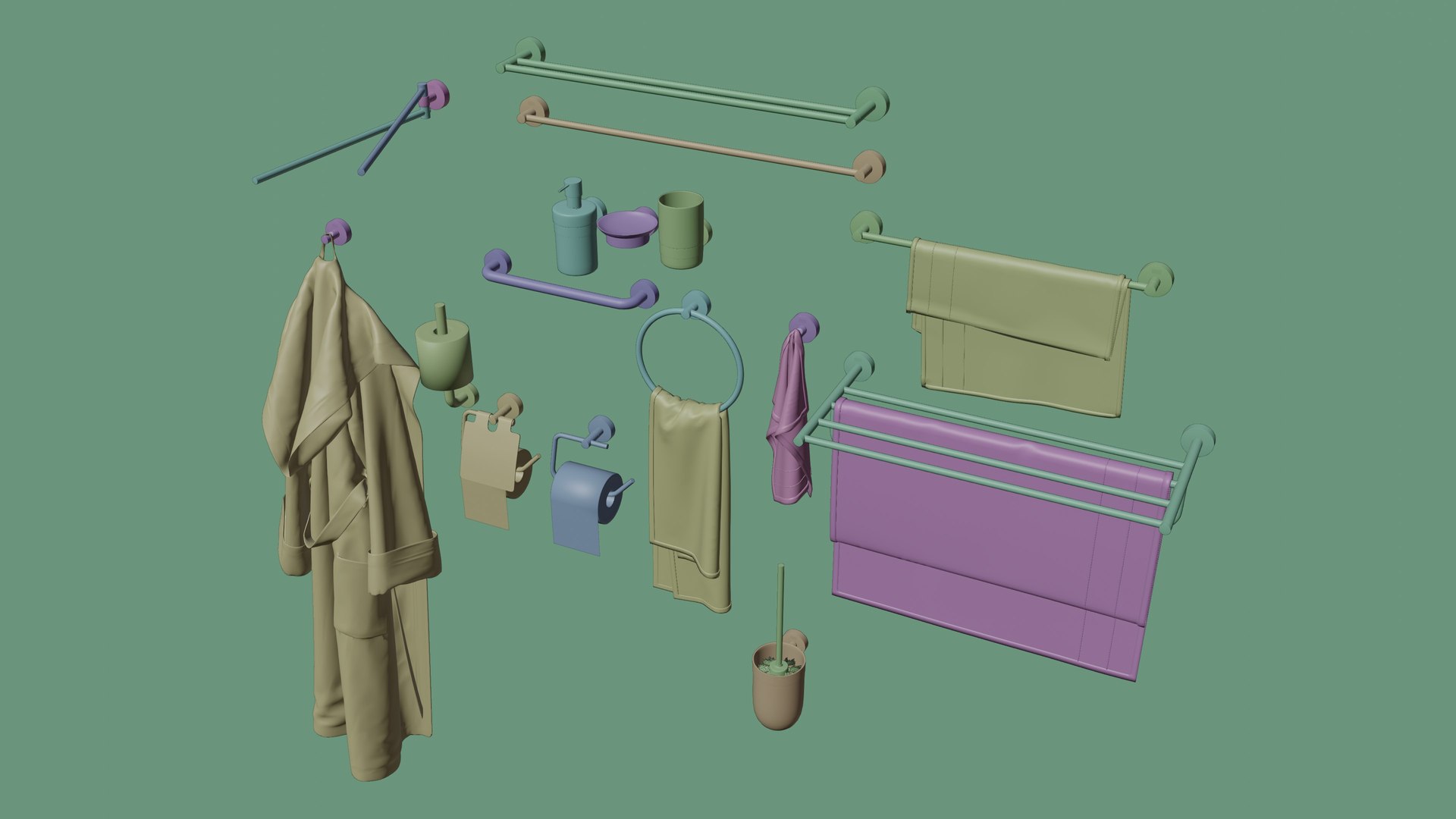 3D Luxury Bathroom Decoration Assets Set 1 - TurboSquid 2127228