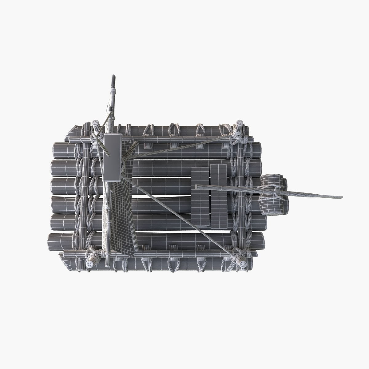 wooden raft 3d model