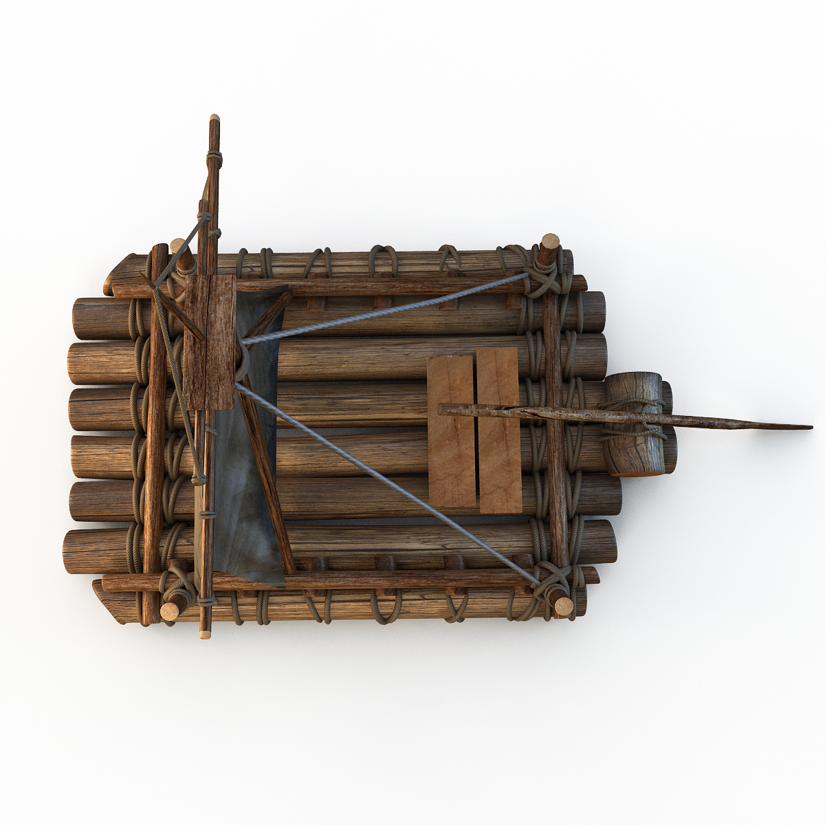 wooden raft 3d model