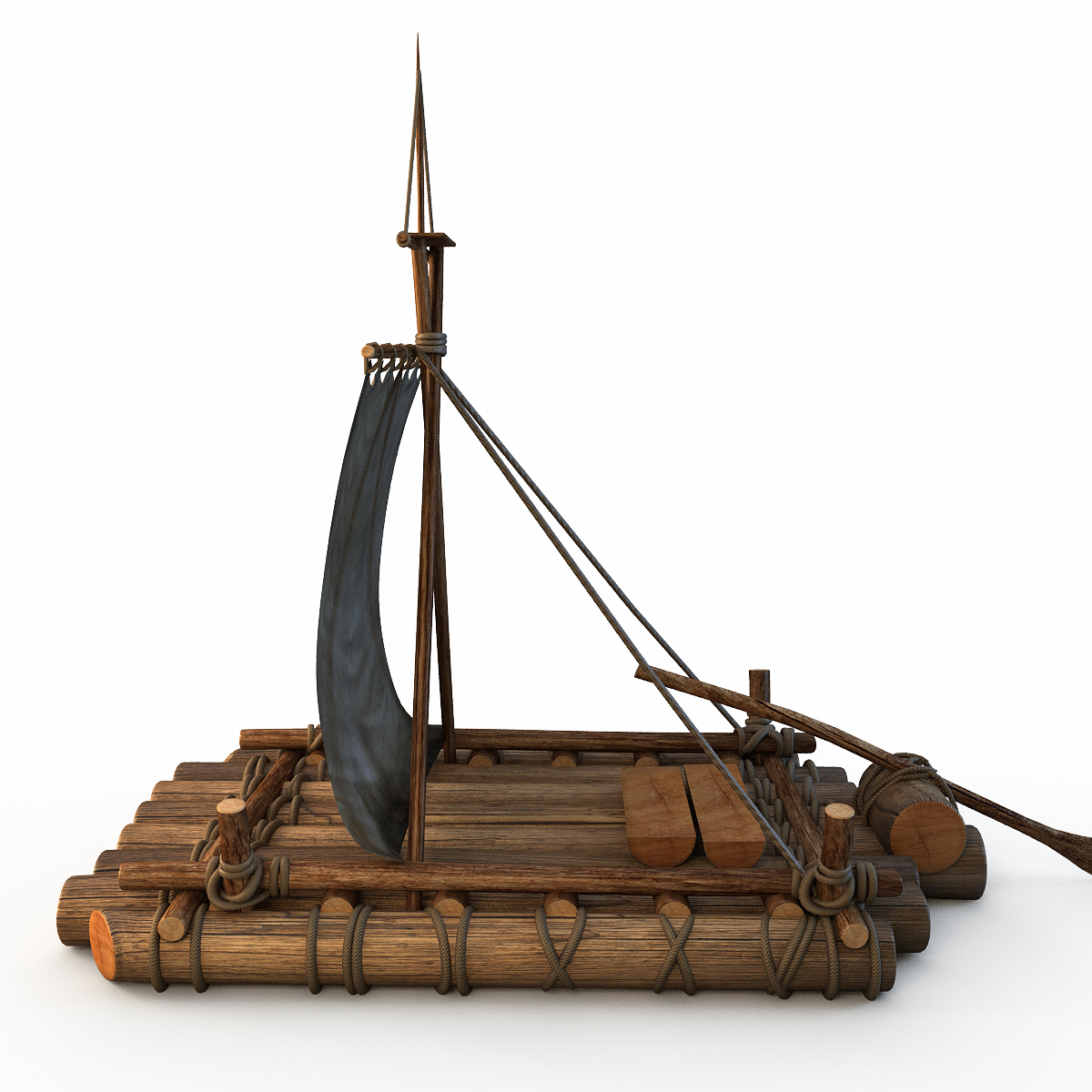 wooden raft 3d model