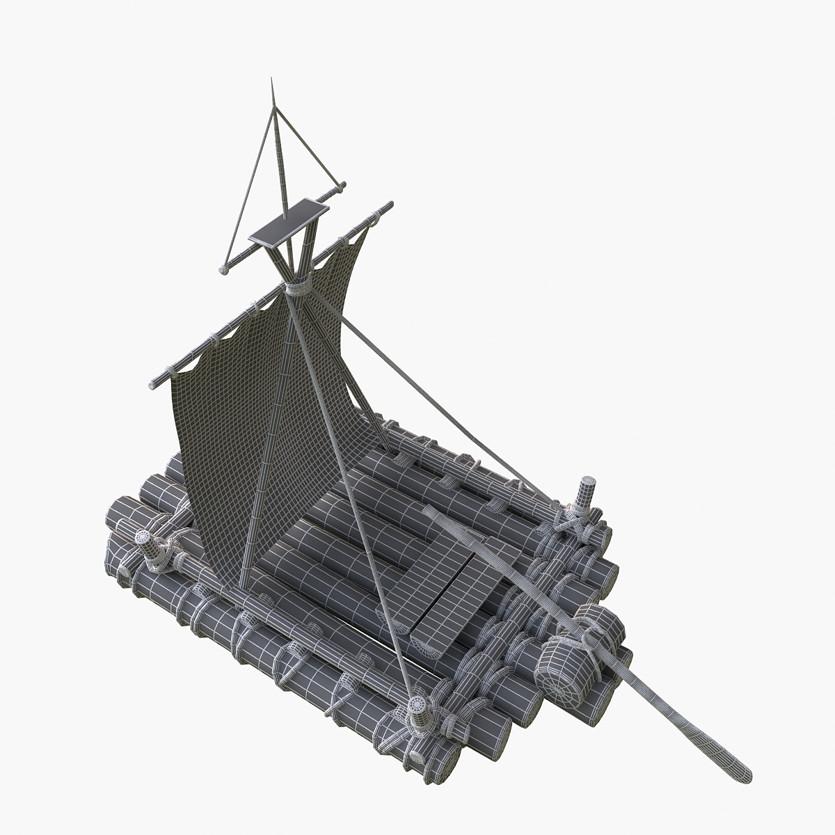 wooden raft 3d model