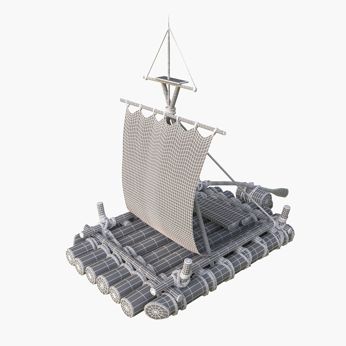 wooden raft 3d model