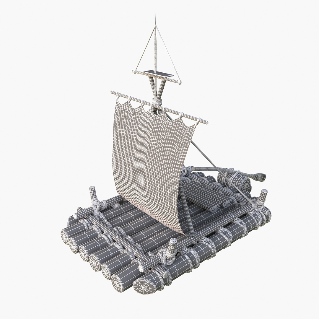wooden raft 3d model