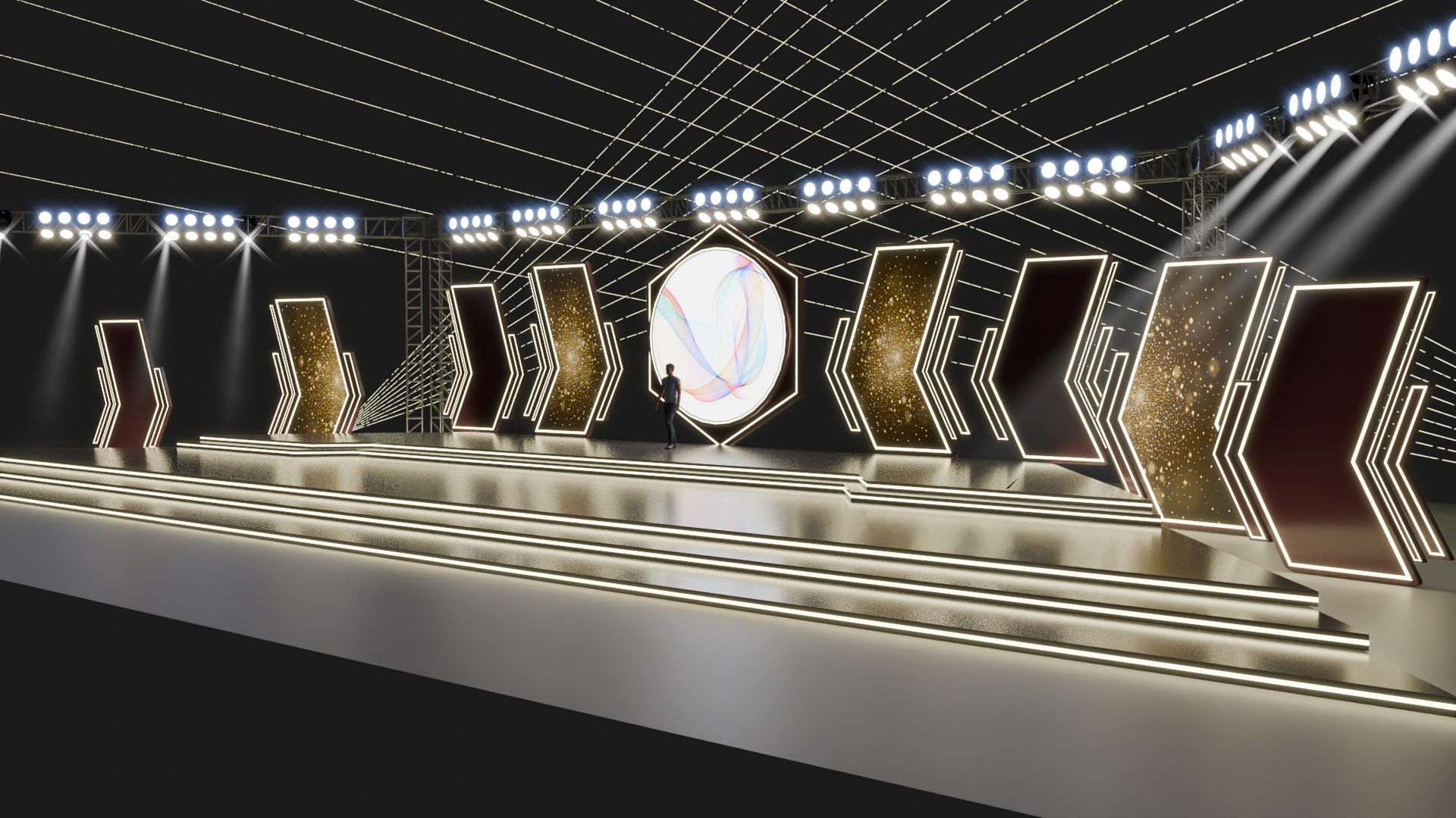 Entertainment Concert Event Stage 3D Model With Lights 3D Model ...