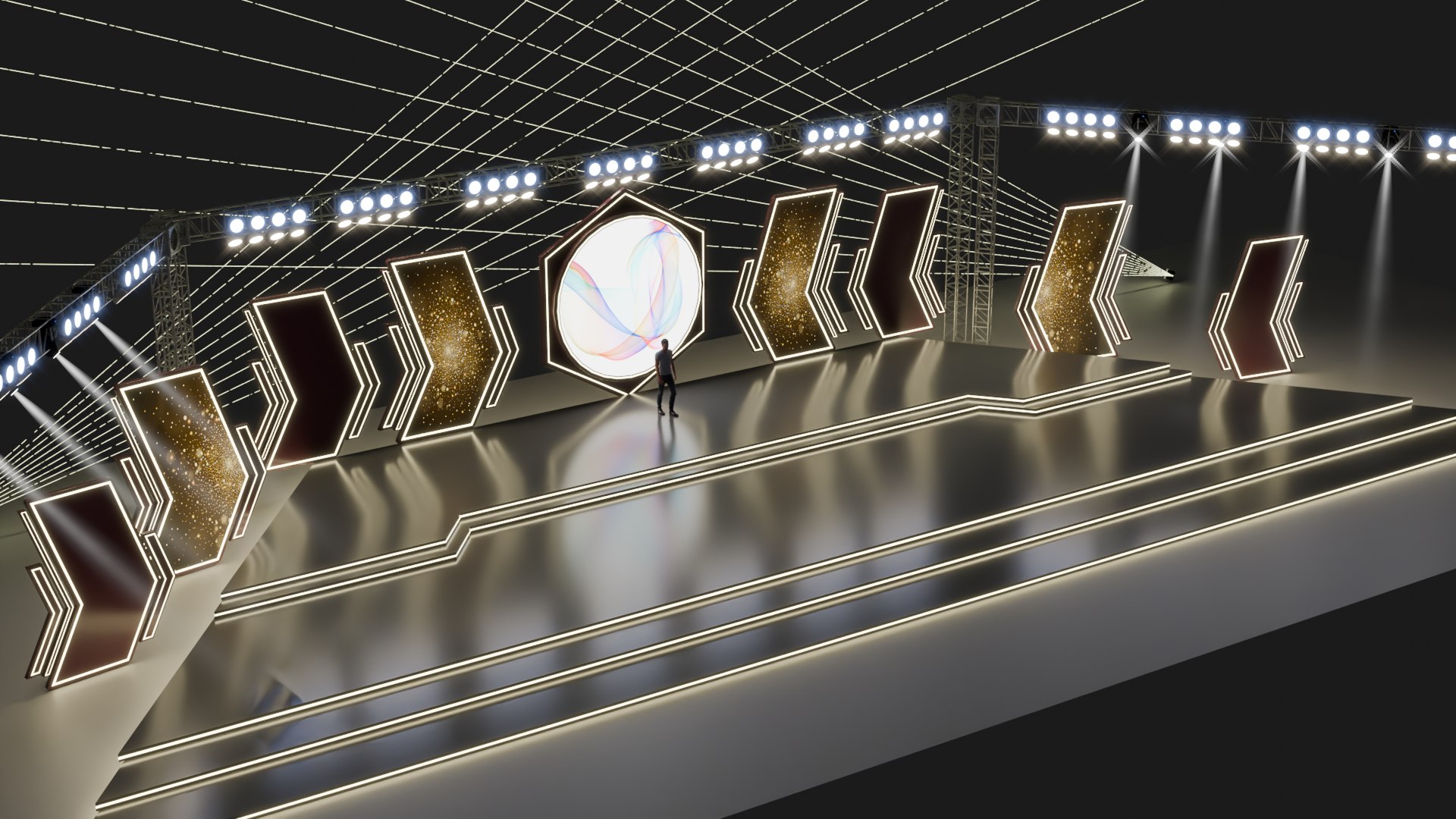 Entertainment Concert Event Stage 3D Model With Lights 3D Model ...