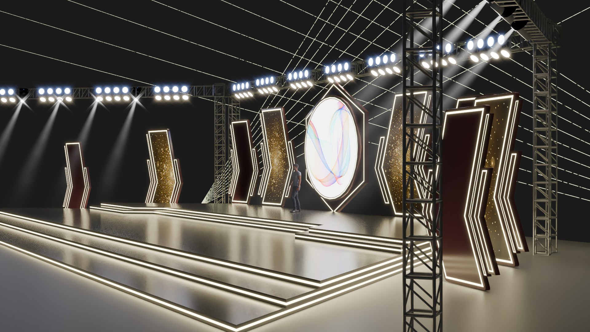 Entertainment Concert Event Stage 3D Model With Lights 3D Model ...