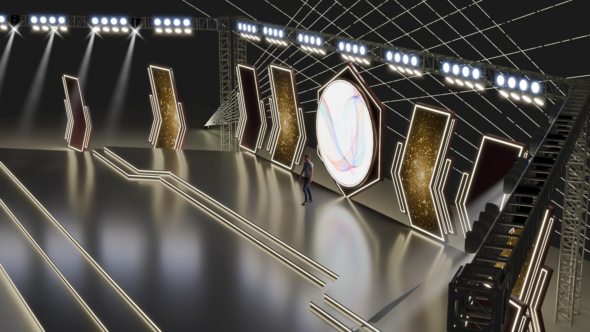 Entertainment Concert Event Stage 3D Model With Lights 3D Model ...