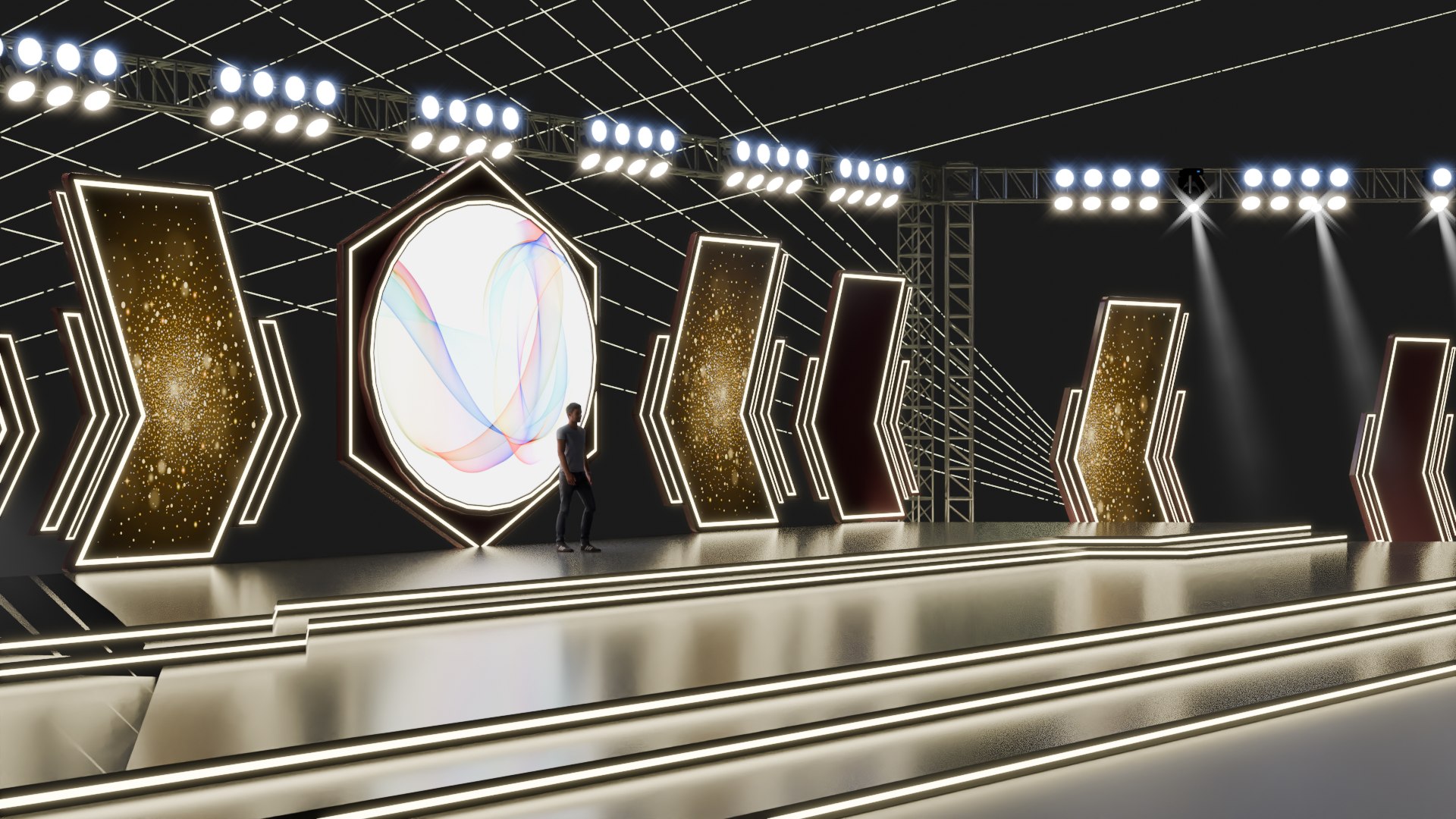 Entertainment Concert Event Stage 3D Model With Lights 3D Model ...
