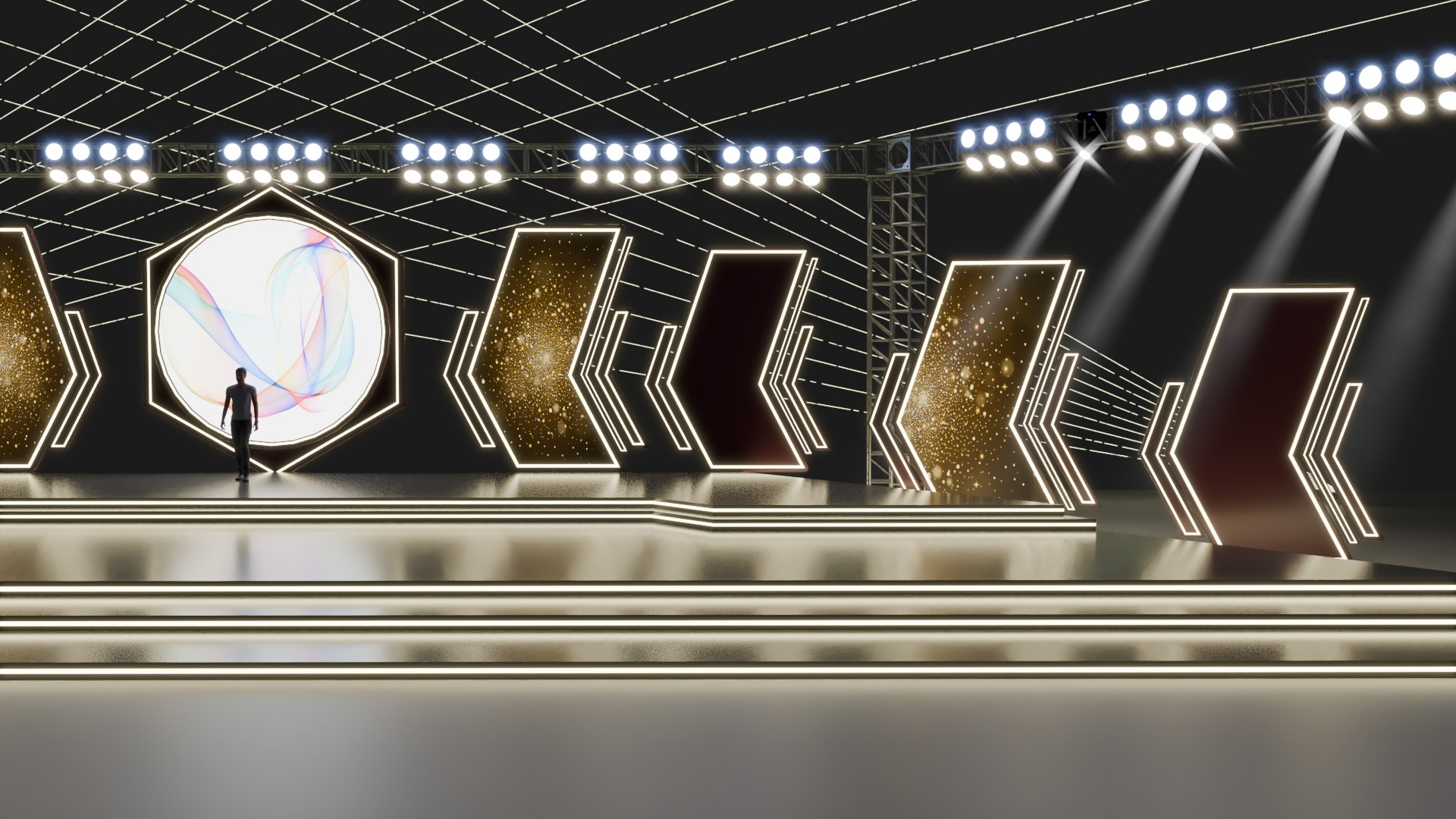 Entertainment Concert Event Stage 3D Model With Lights 3D Model ...