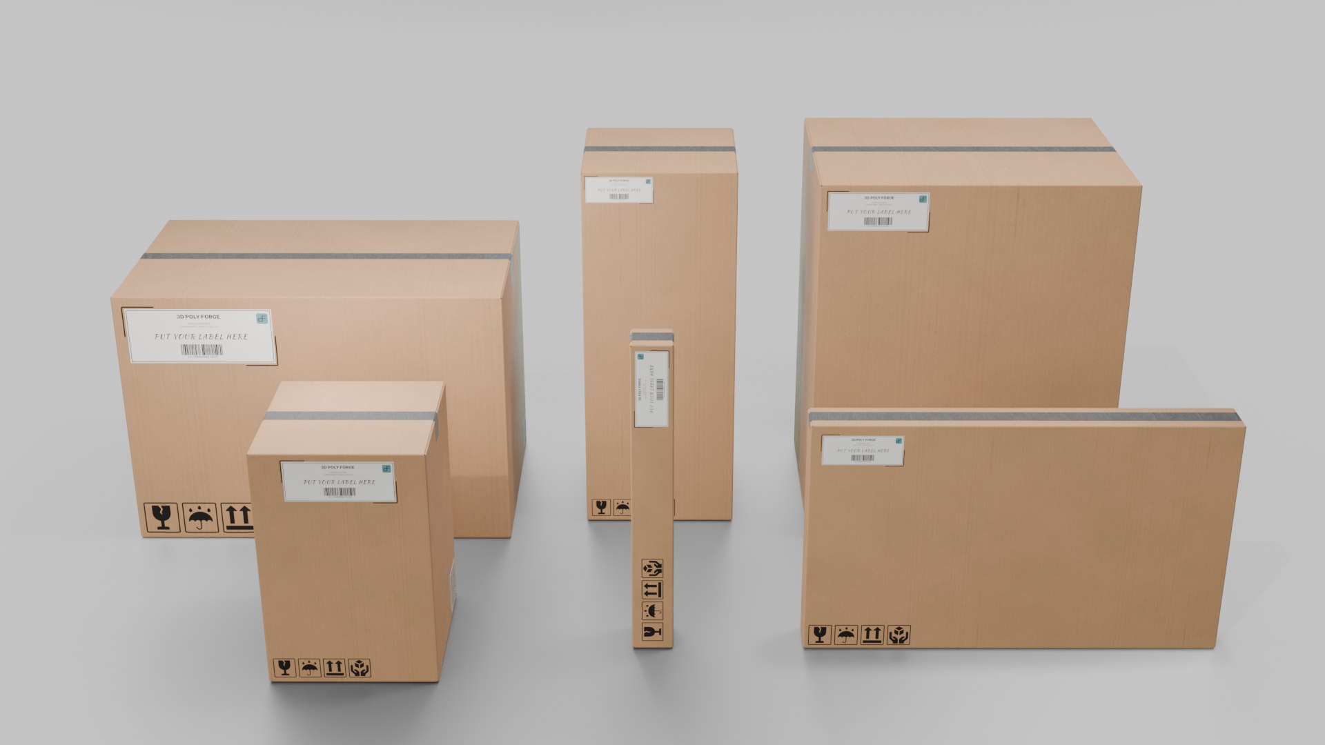 3D Heavy-Duty Compact Cardboard Box Combo - Rigged And Customizable ...