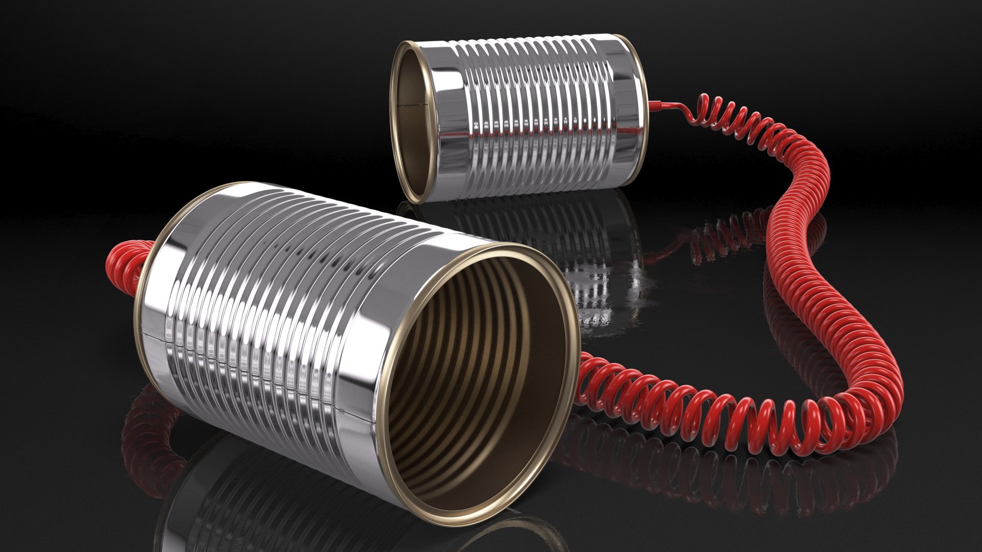 3D Tin Can Phone With Coiled Cord Model - TurboSquid 1839914