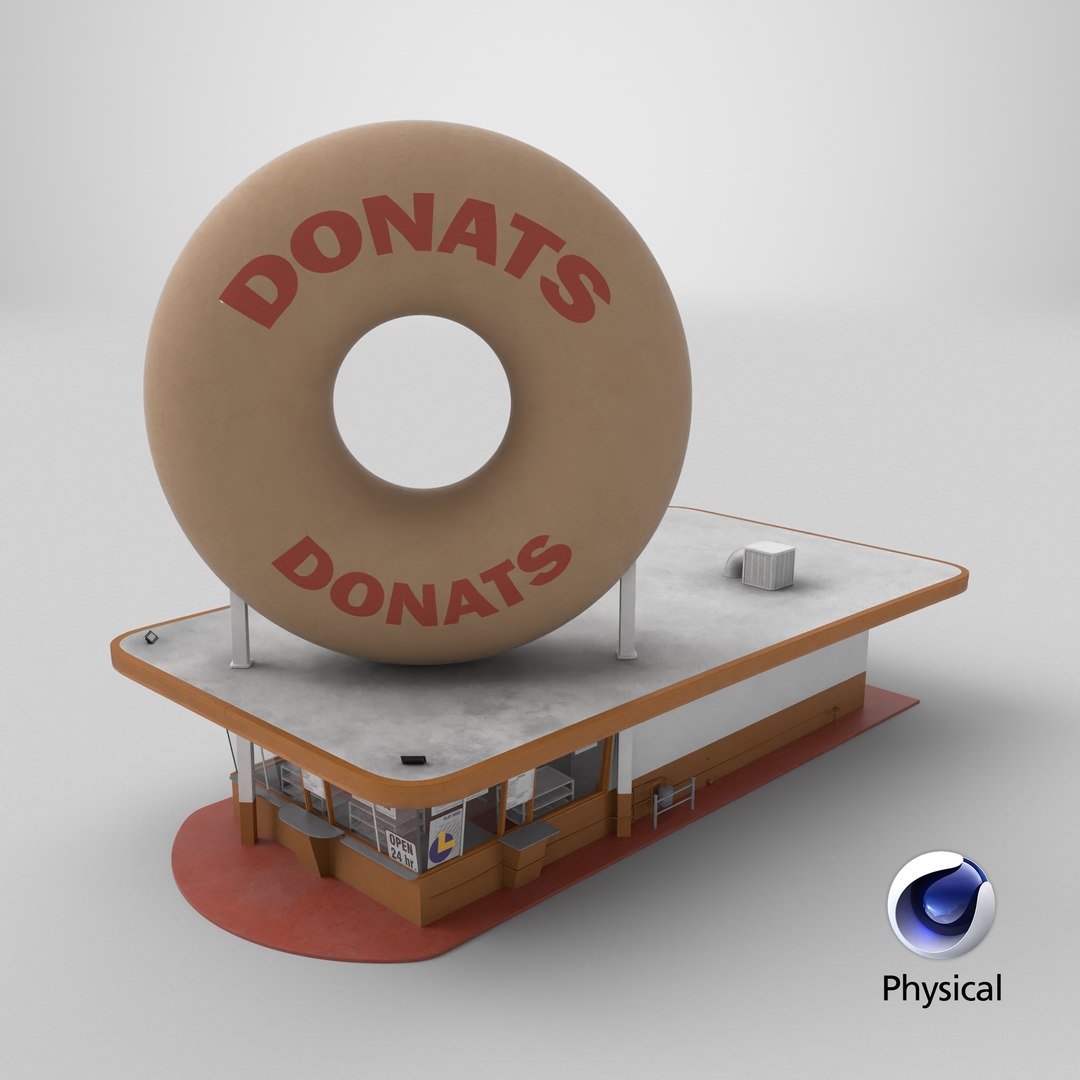 Giant Donut Sign Bakery Building 3D Model - TurboSquid 2505145