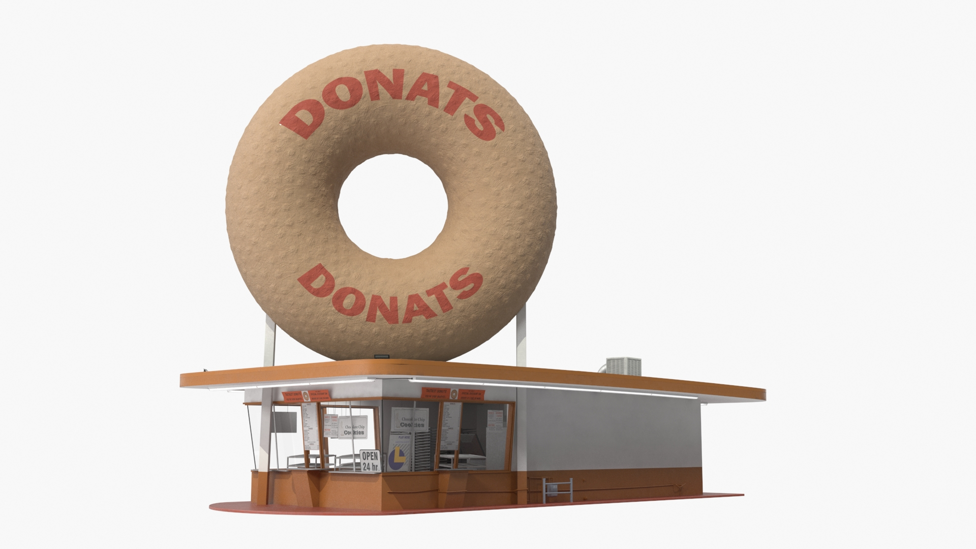 Giant Donut Sign Bakery Building 3D Model - TurboSquid 2505145