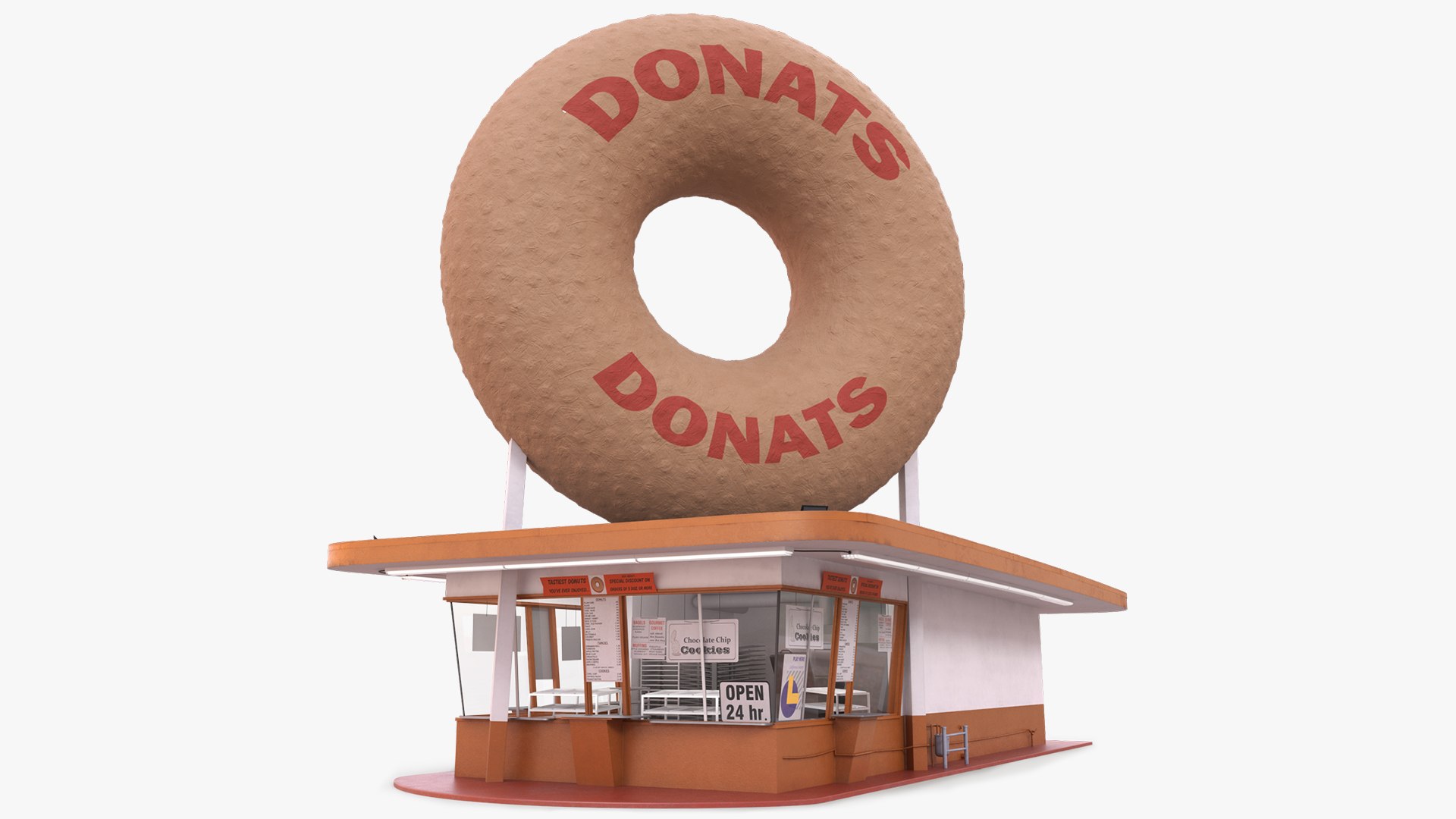 Giant Donut Sign Bakery Building 3D Model - TurboSquid 2505145
