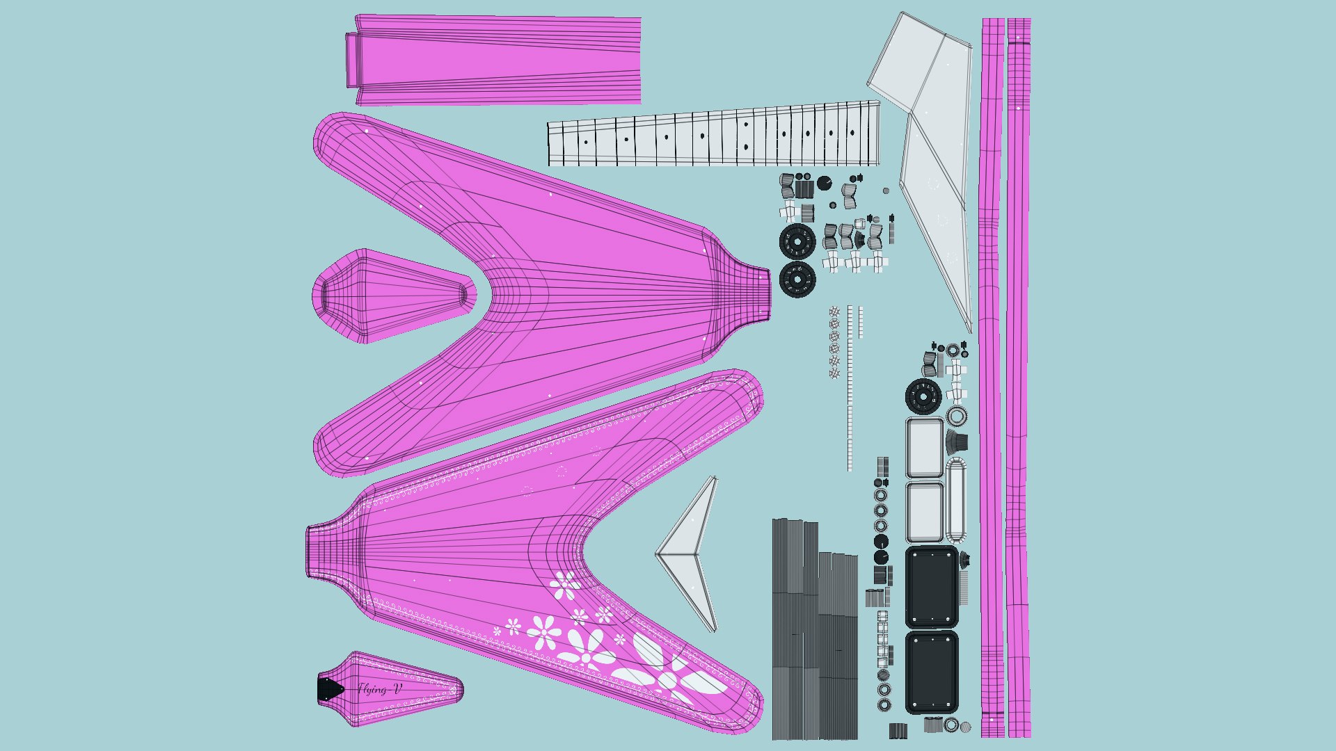 Electric Guitar D10 Pink - Music Instrument Design model - TurboSquid ...